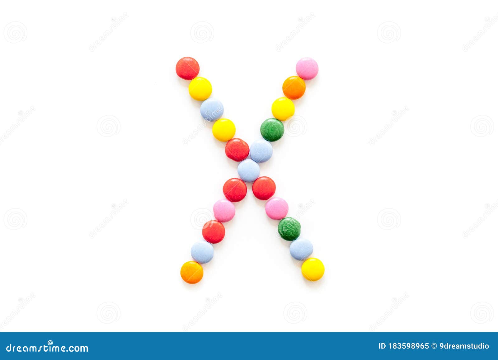 Candies Font Alphabet. Letter X Isolated Top View Stock Image - Image ...