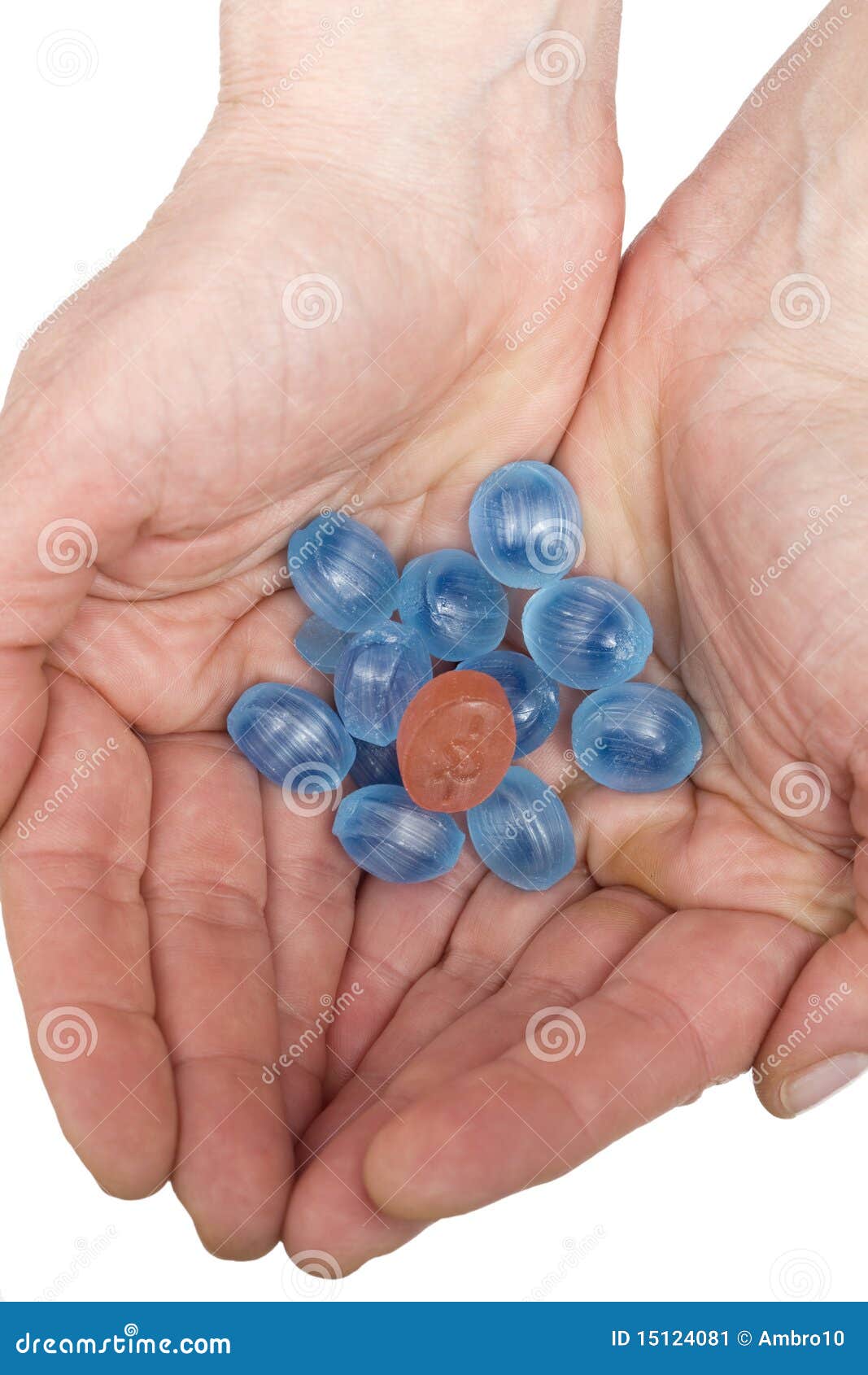 Candies in a hands stock image. Image of holding, blue - 15124081