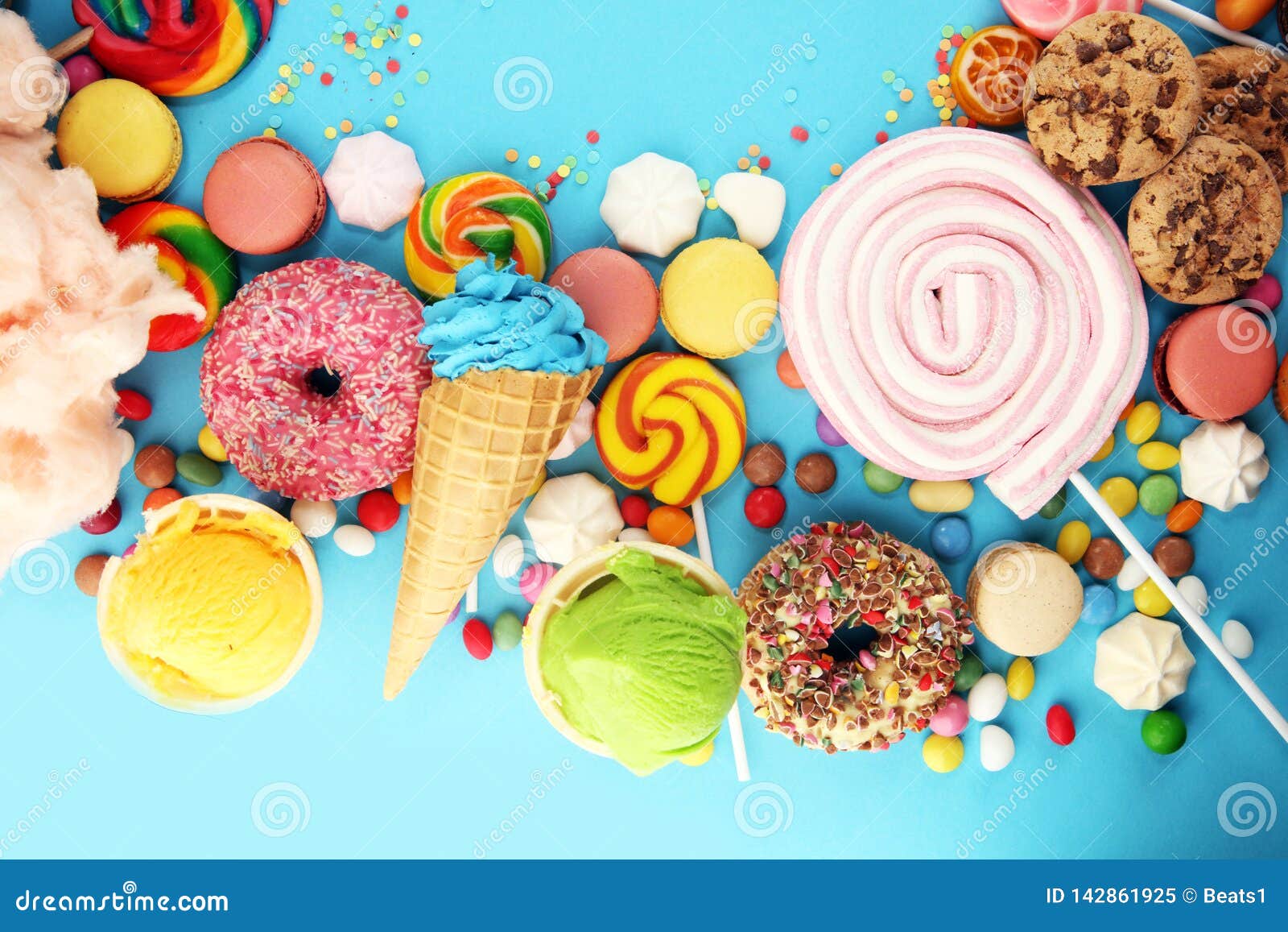 Candies with Jelly and Sugar. Colorful Array of Different Childs Sweets ...