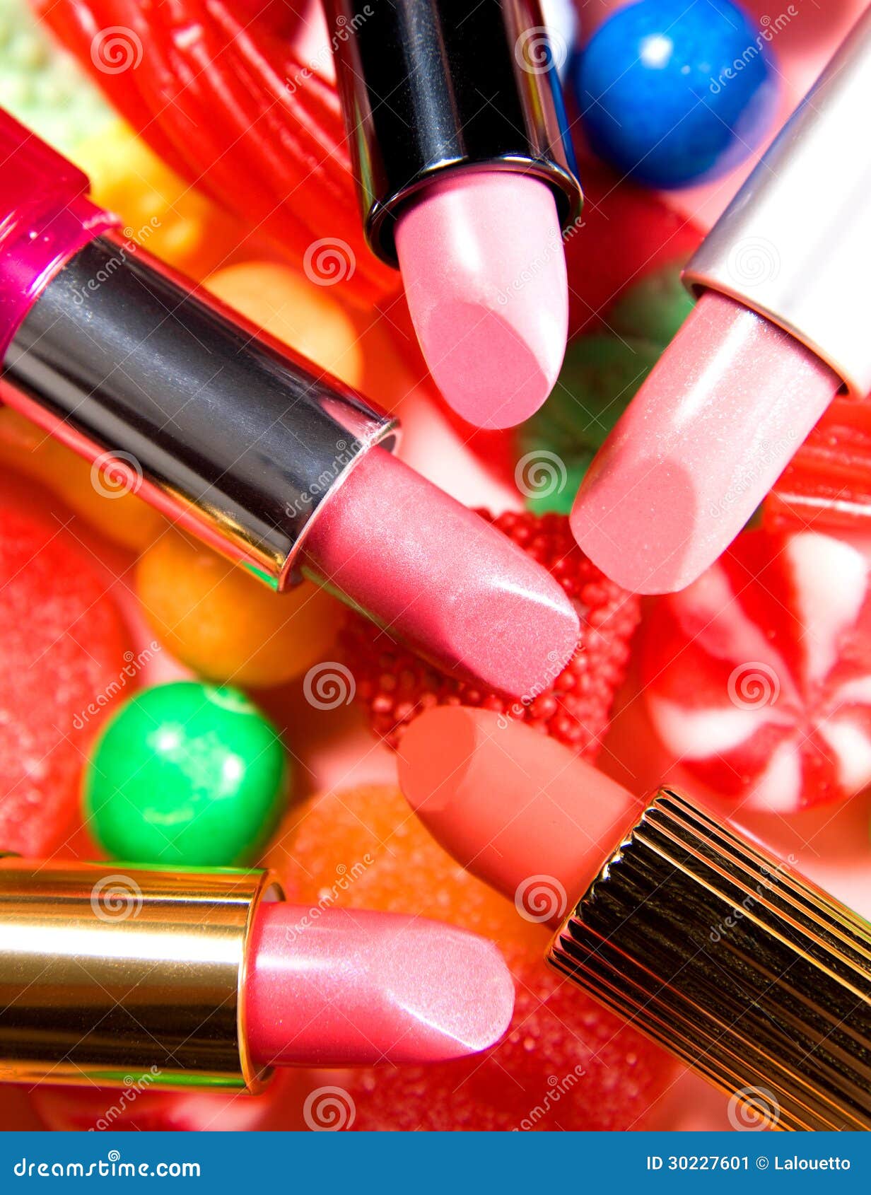 Beauty Still Life Candies Lipsticks Composition Stock Image - Image of ...