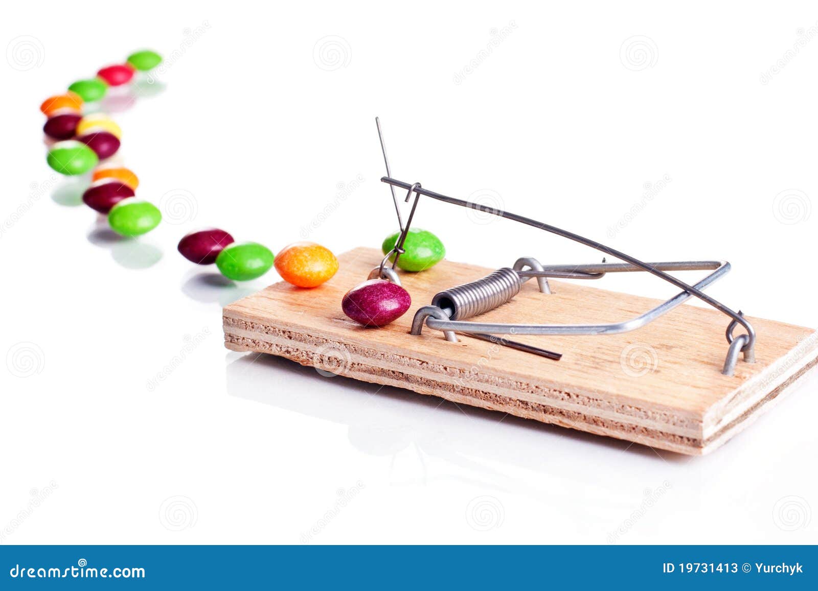 Candies on mousetrap stock image. Image of sugar, idea - 19731413