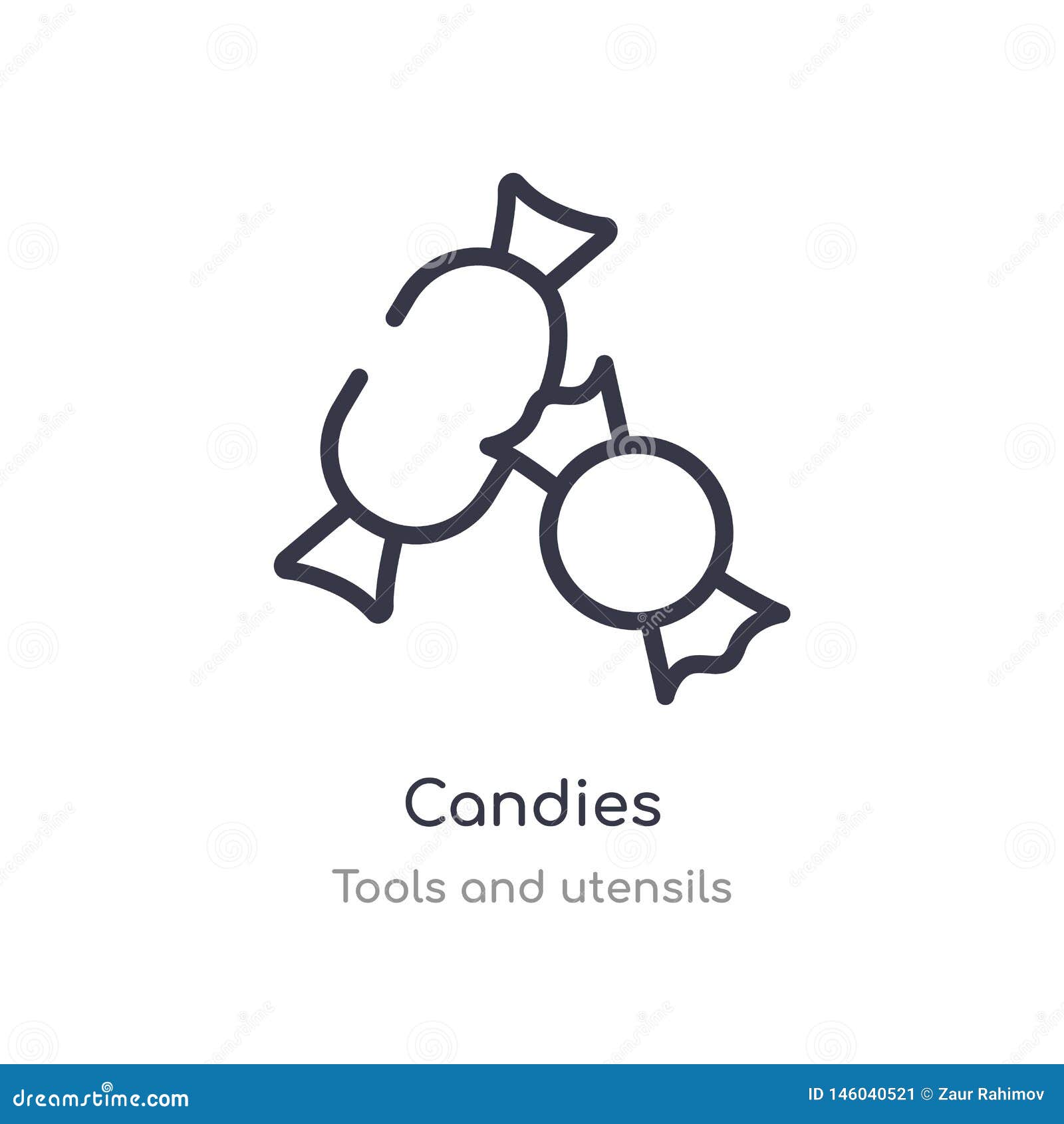 Candies Outline Icon. Isolated Line Vector Illustration from Tools and ...