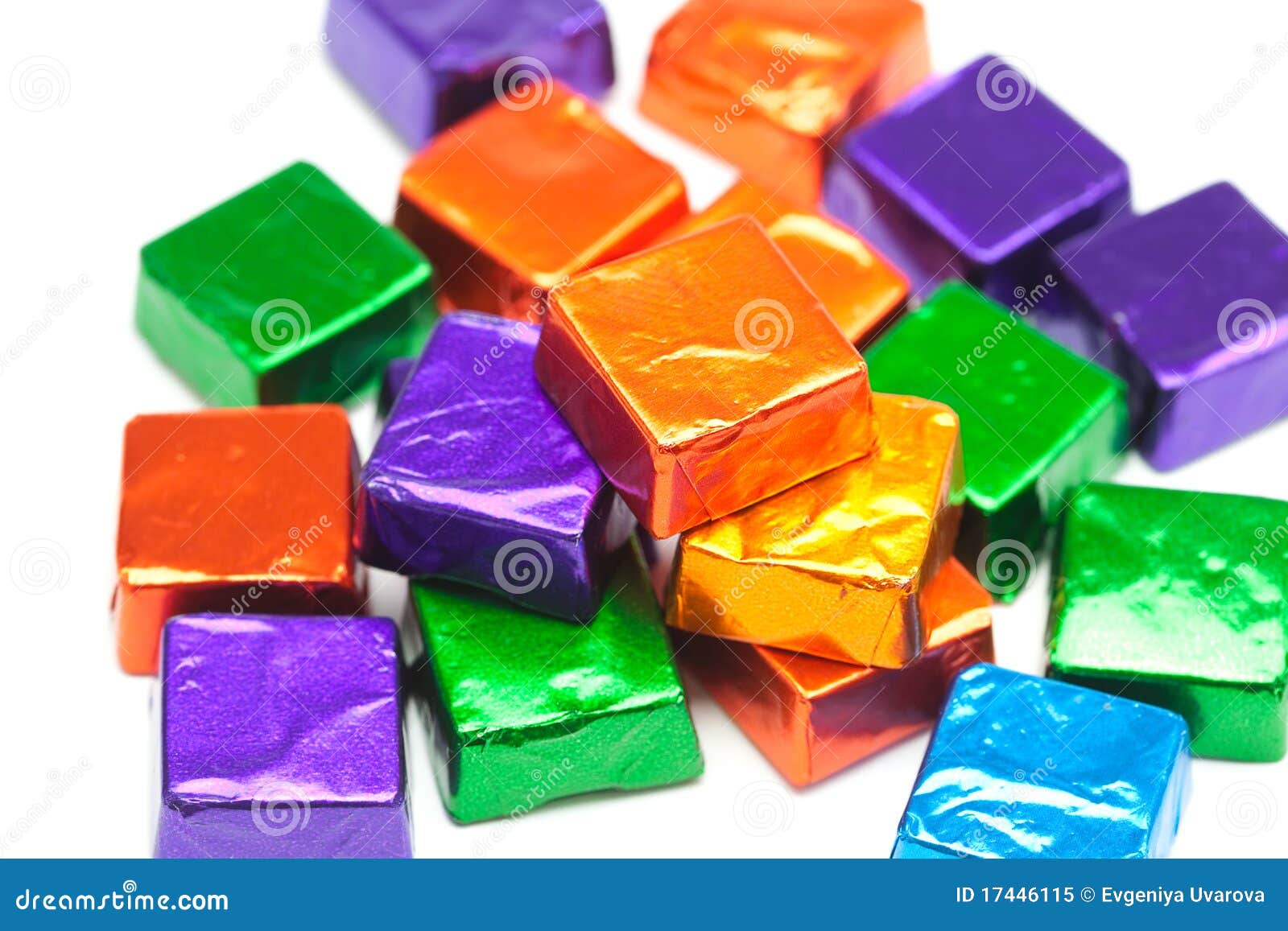 Candies in Shiny Wrappers Isolated on White Stock Image - Image of ...