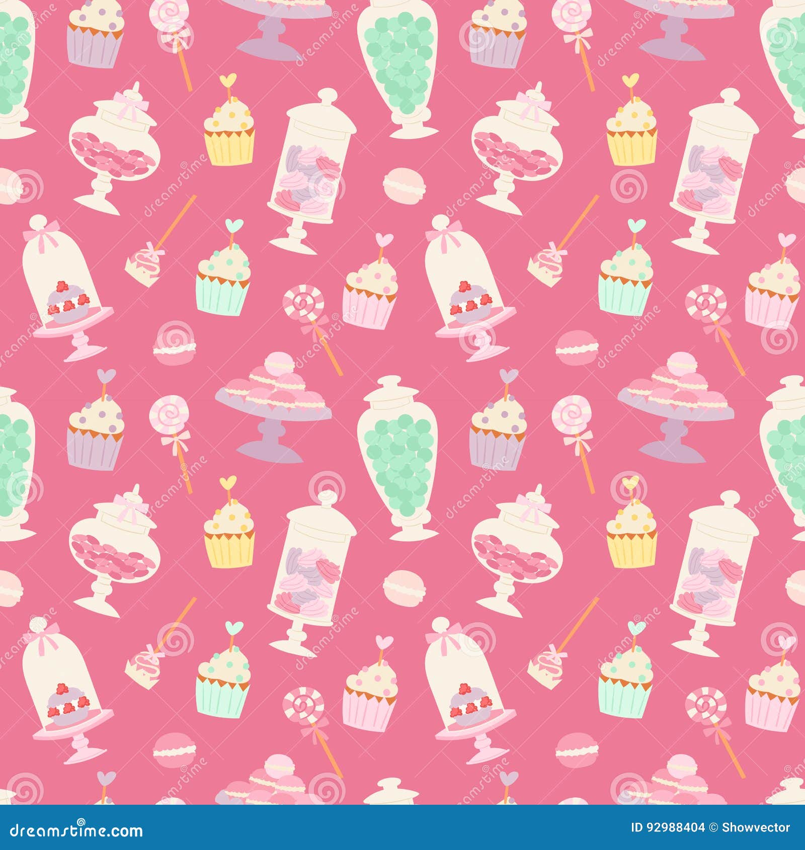 Candies and Sweets Cartoon Style Seamless Pattern Vector Illustration ...