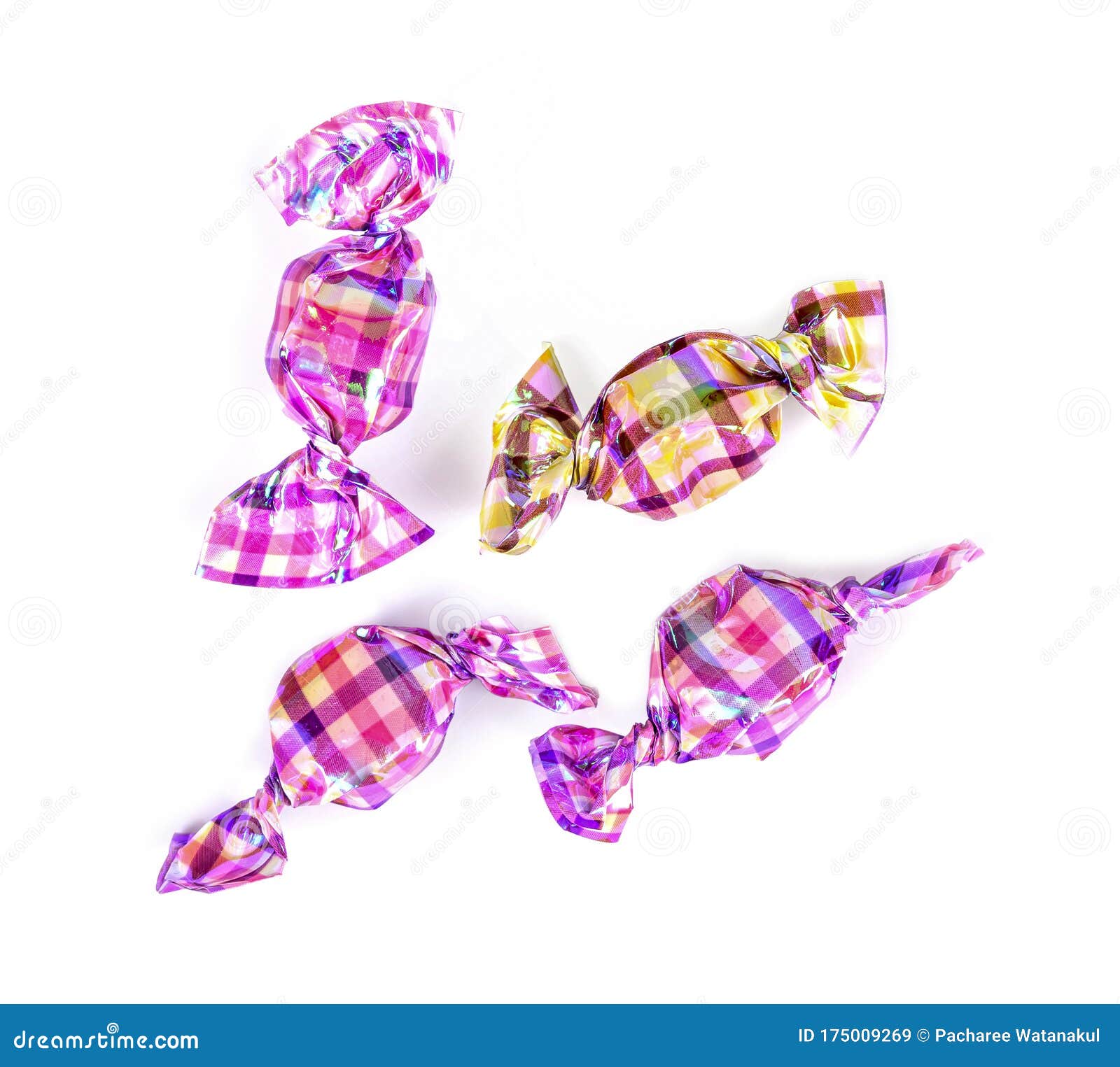 Candies Wrapped In Colored Foil On White Background Stock Image - Image ...