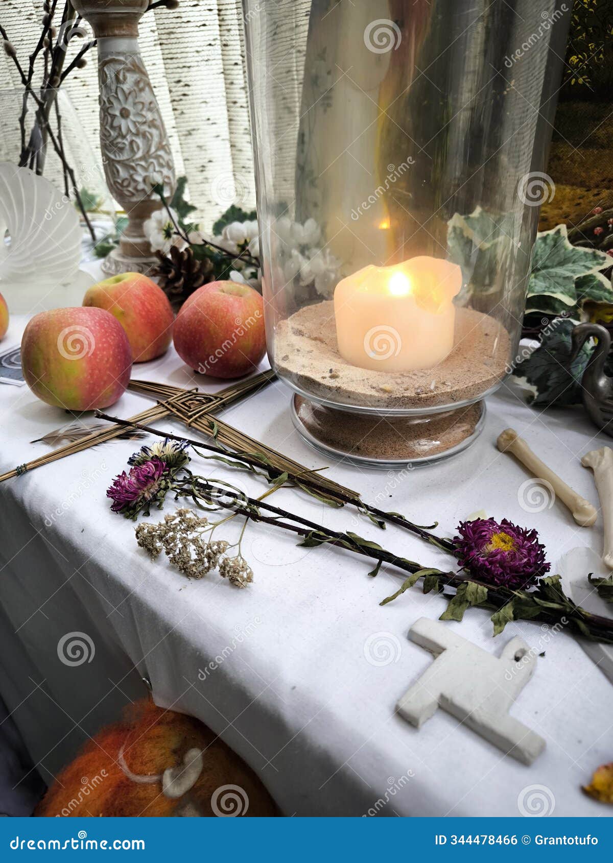 Candle in altar stock photo. Image of spell, pagan, symbol - 344478466