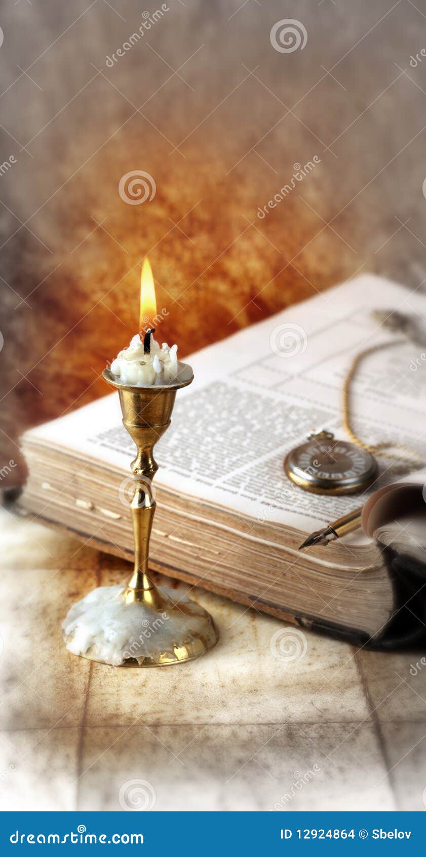 Candle with book stock photo. Image of books, manuscript - 12924864