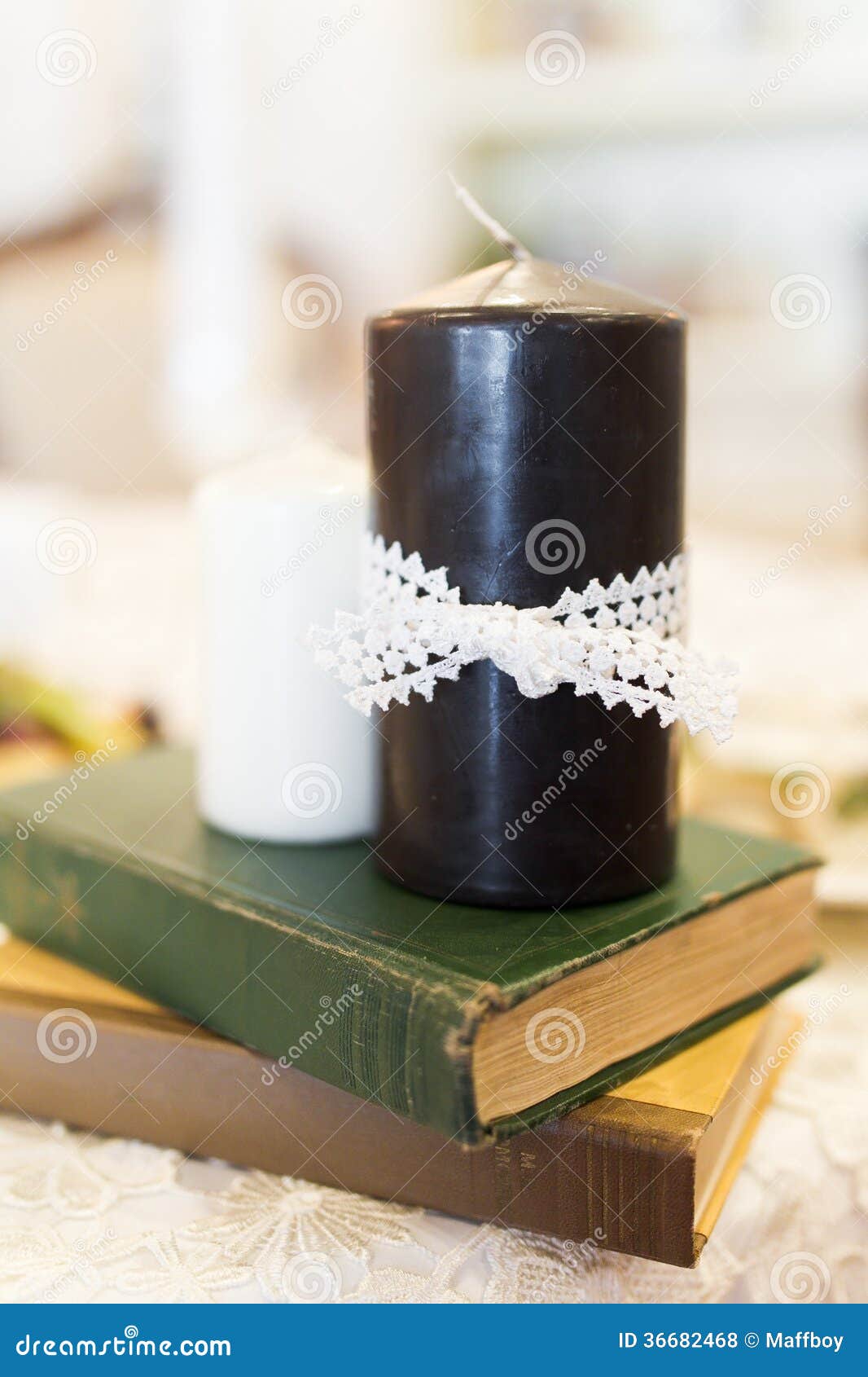 Candle with the book stock photo. Image of books, retro - 36682468