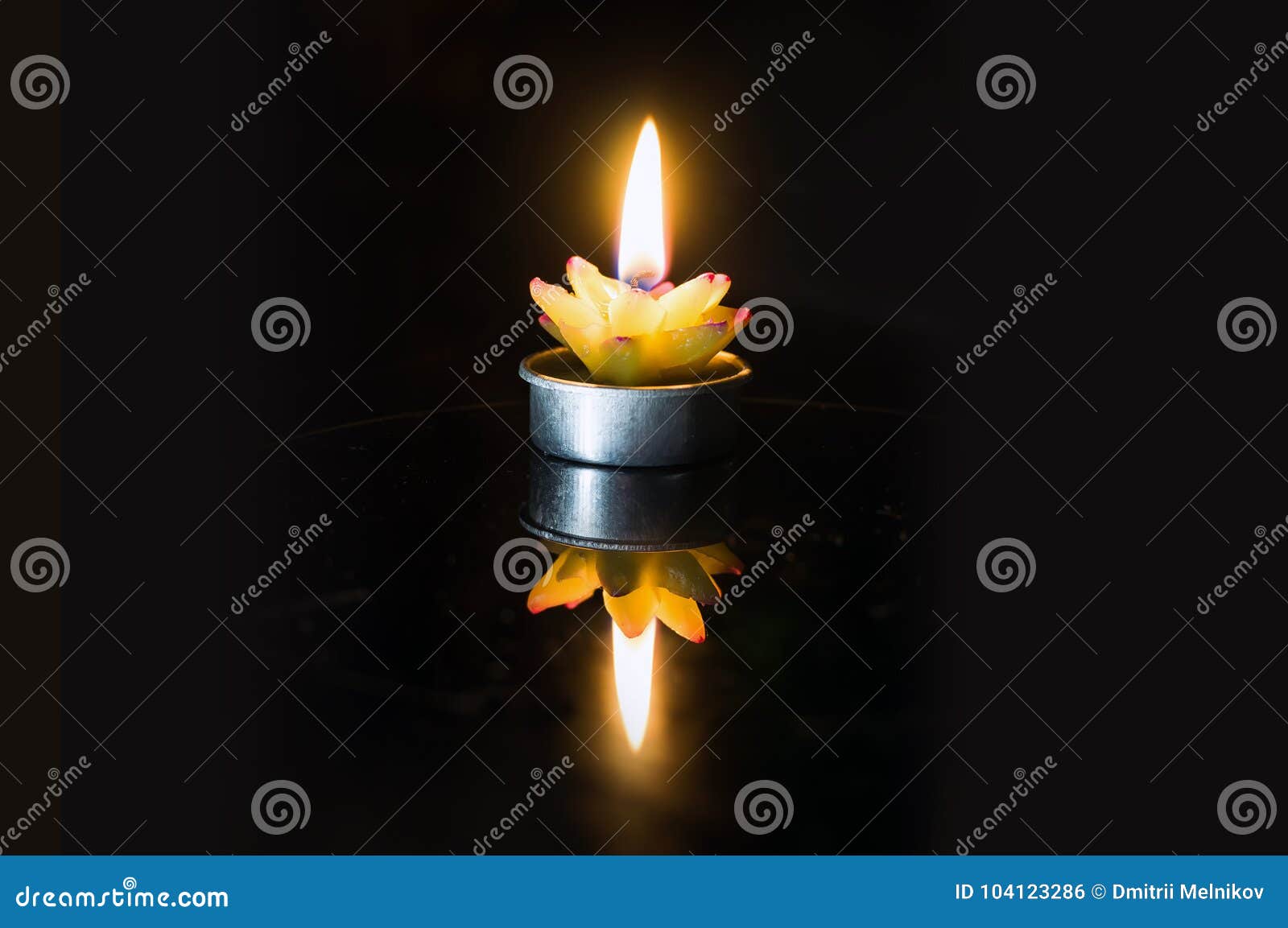 Candle Burning Bright in the Dark Stock Photo - Image of black, love ...