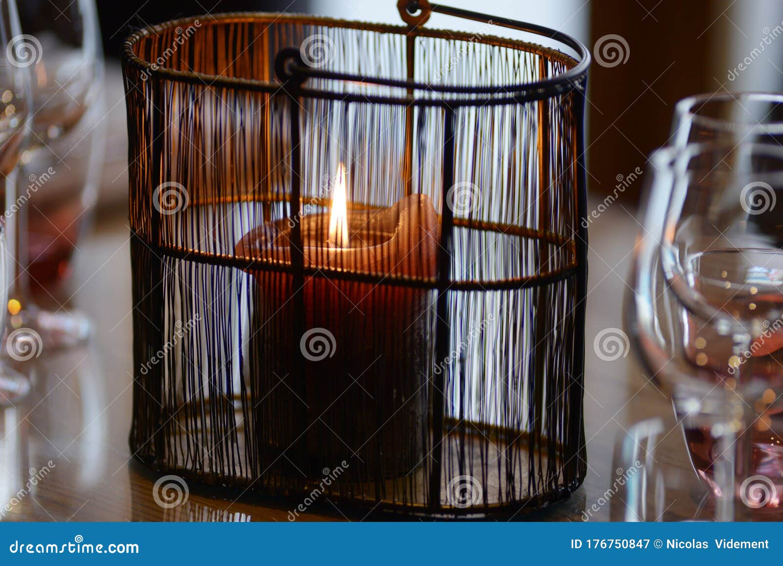Candle in a cage stock image. Image of soft, candle - 176750847