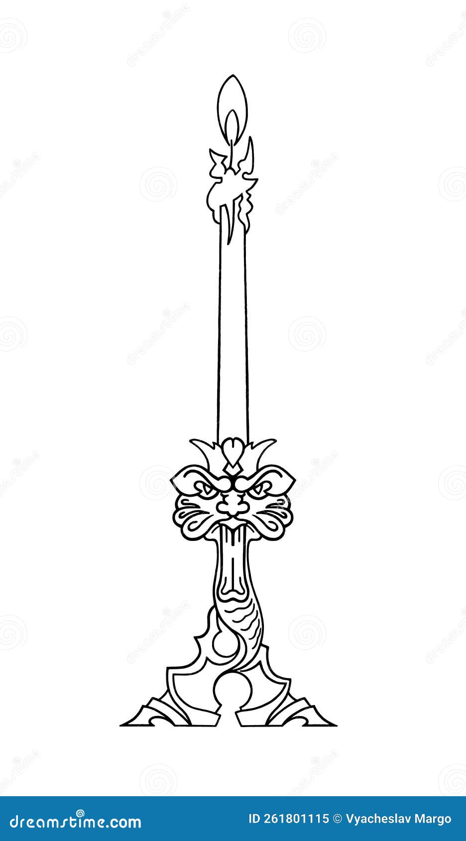 A Candle in a Candlestick with a Decorative Pattern. Stock Illustration ...