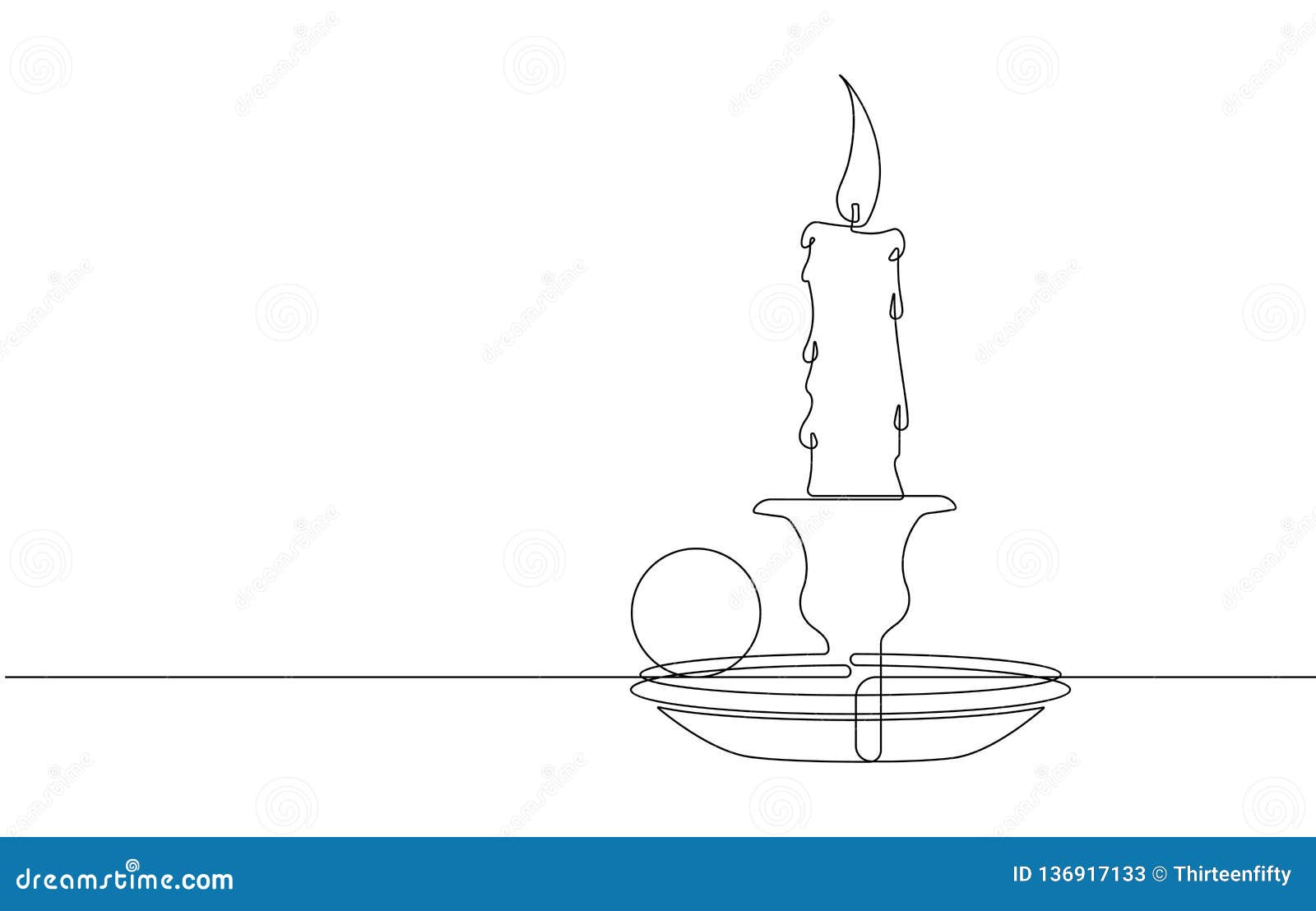 The Candle Continuous Line Vector Graphic Illustration Stock Vector ...