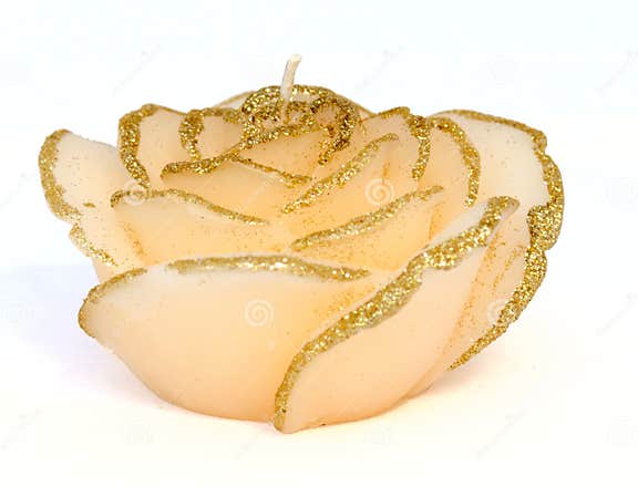Candle Decorative in Form Bud Rose Stock Image - Image of wick, rose ...