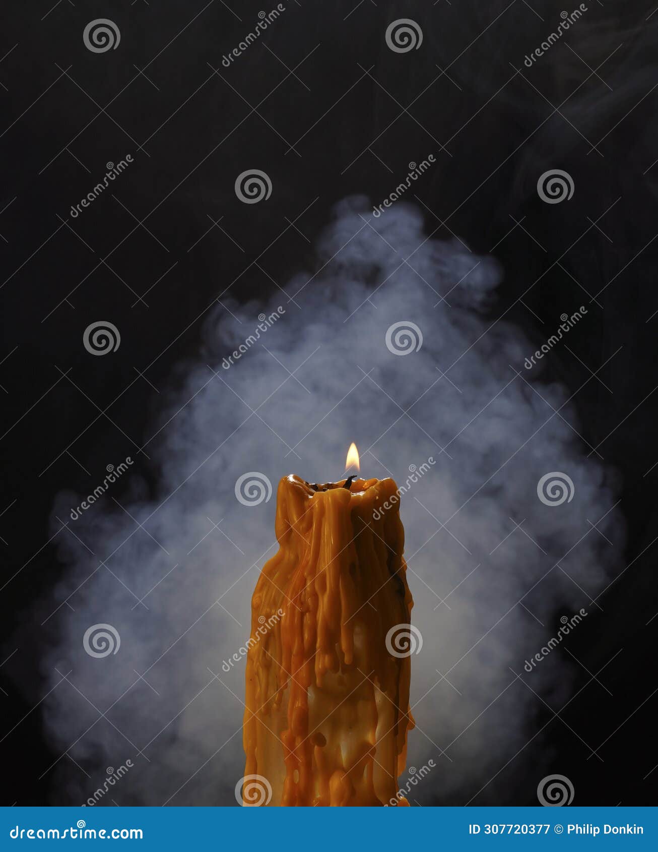 Candle with Dramatic Smoke Background and Lighting Effects and Antique ...