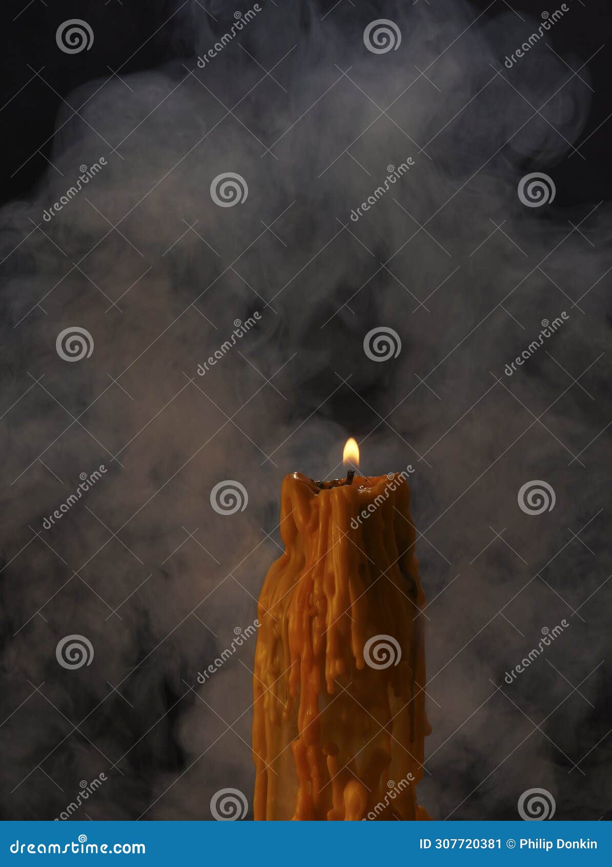 Candle with Dramatic Smoke Background and Lighting Effects and Antique ...