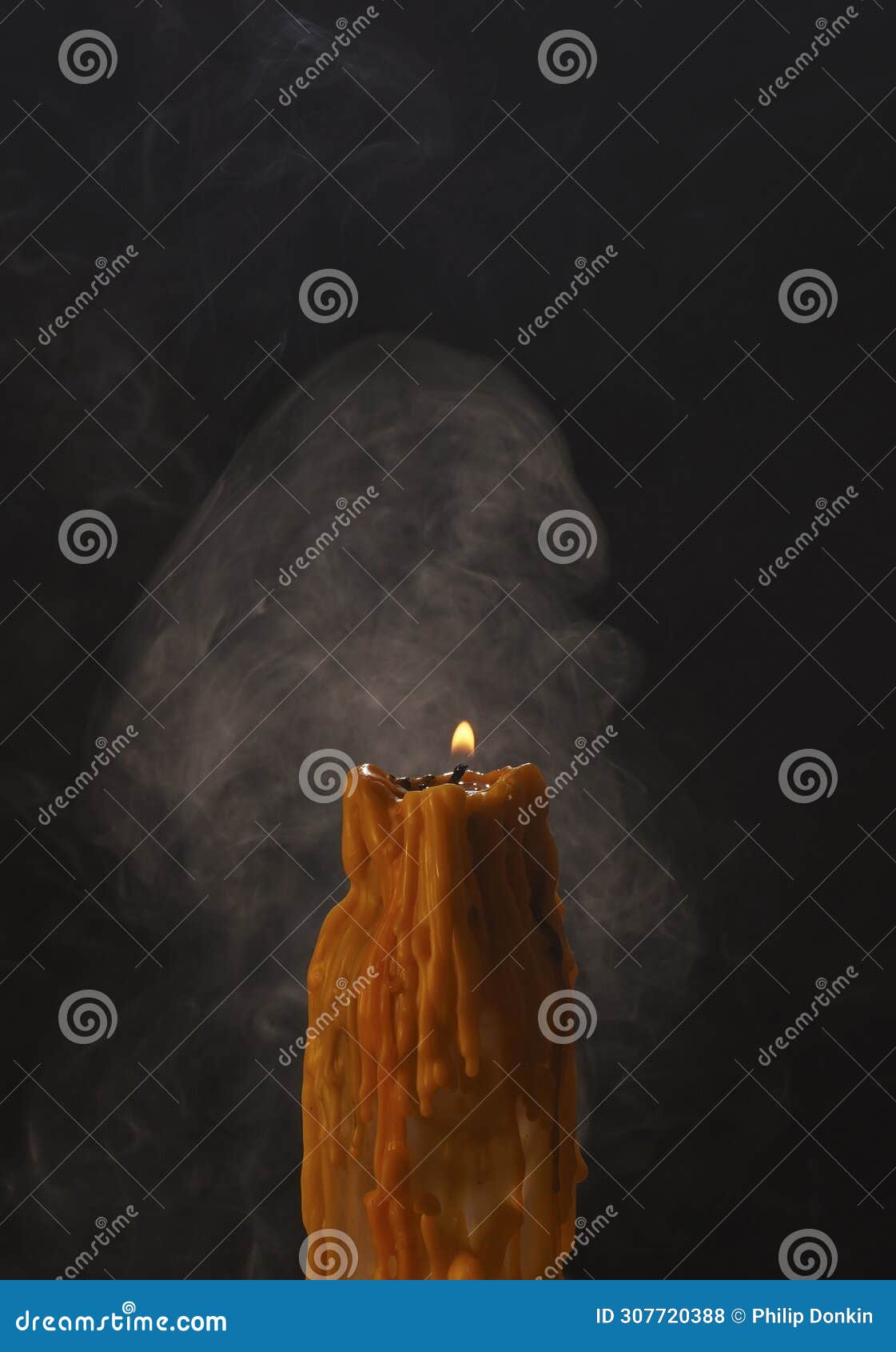 Candle with Dramatic Smoke Background and Lighting Effects and Antique ...