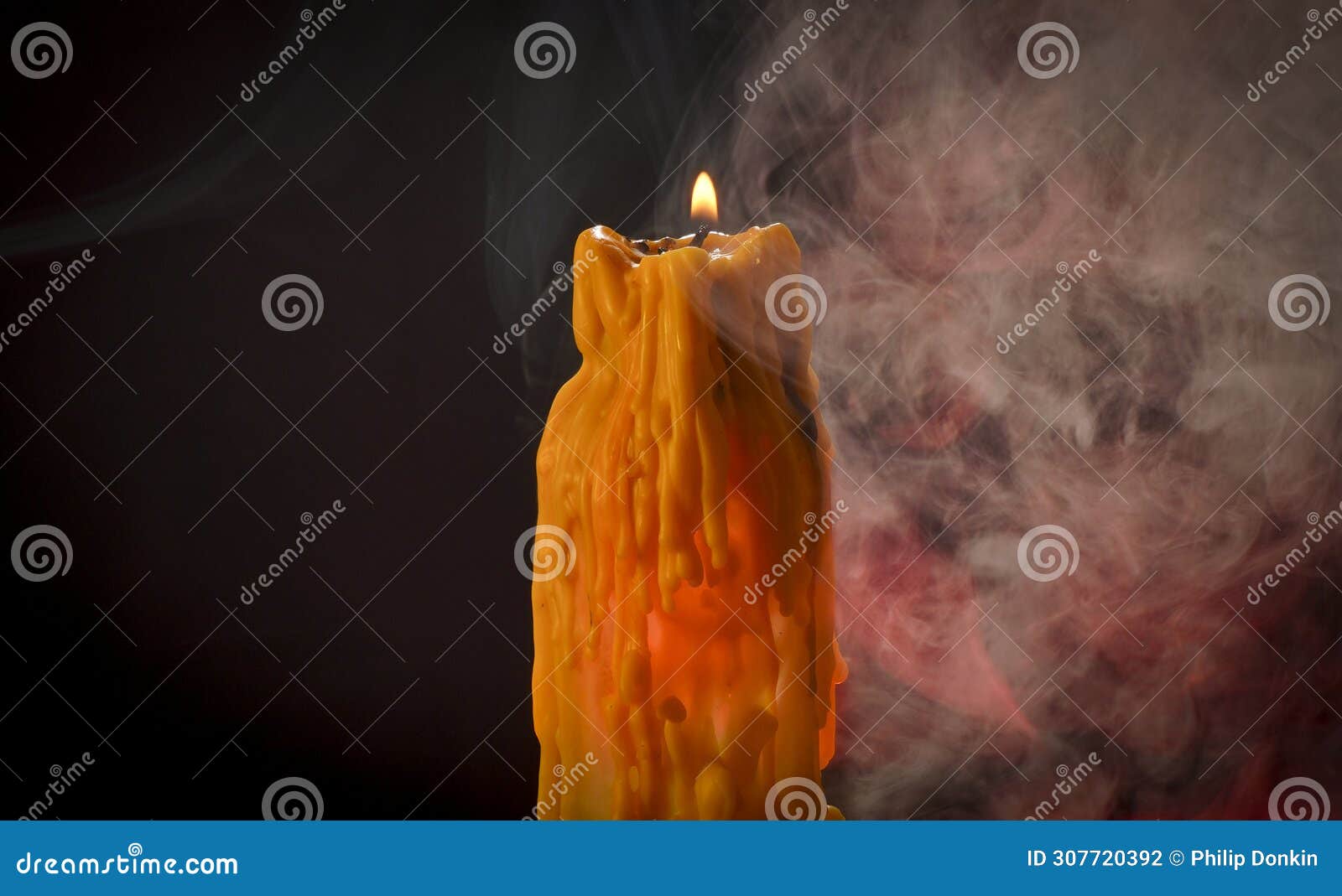Candle with Dramatic Smoke Background and Lighting Effects and Antique ...