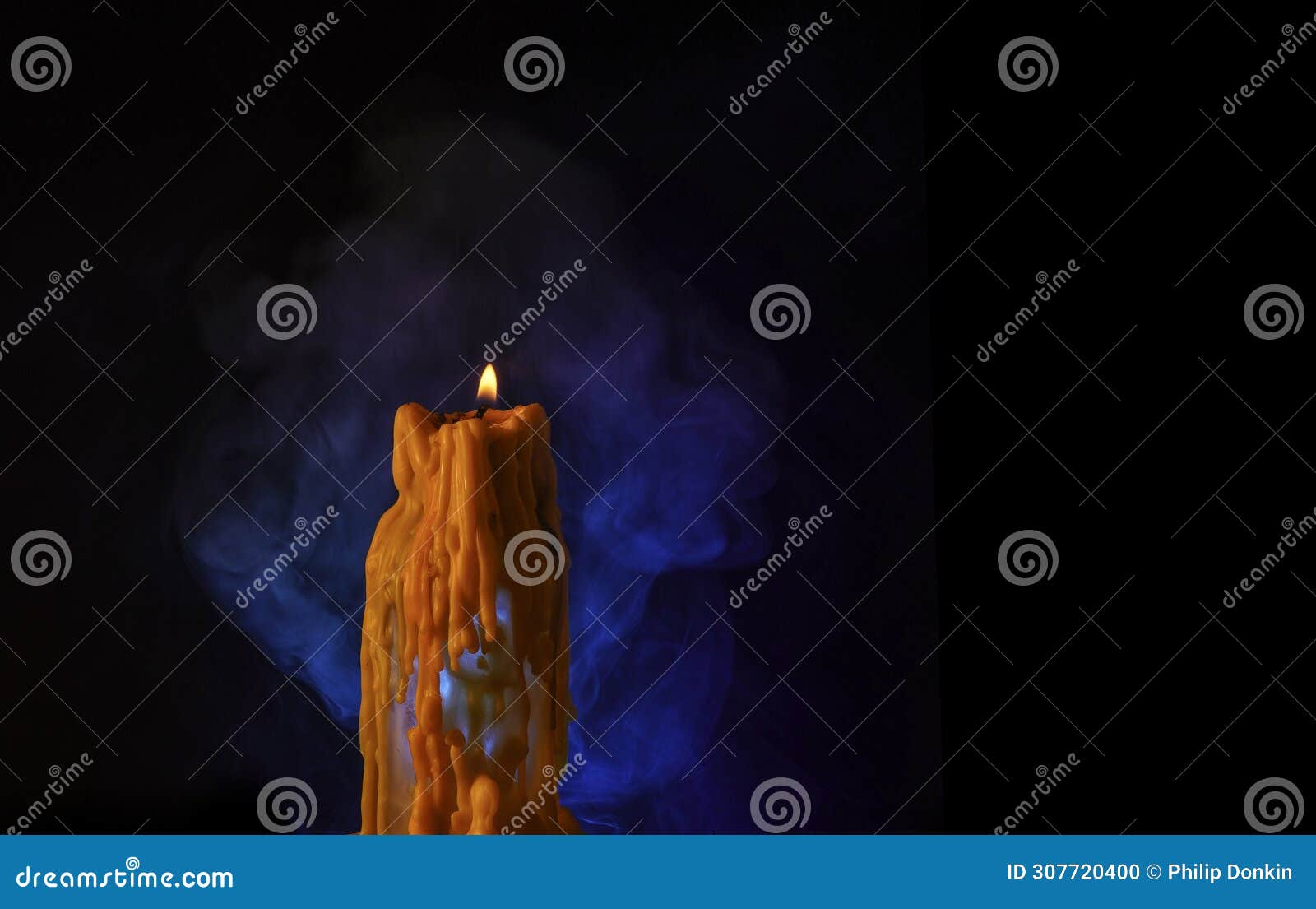 Candle with Dramatic Smoke Background and Lighting Effects and Antique ...