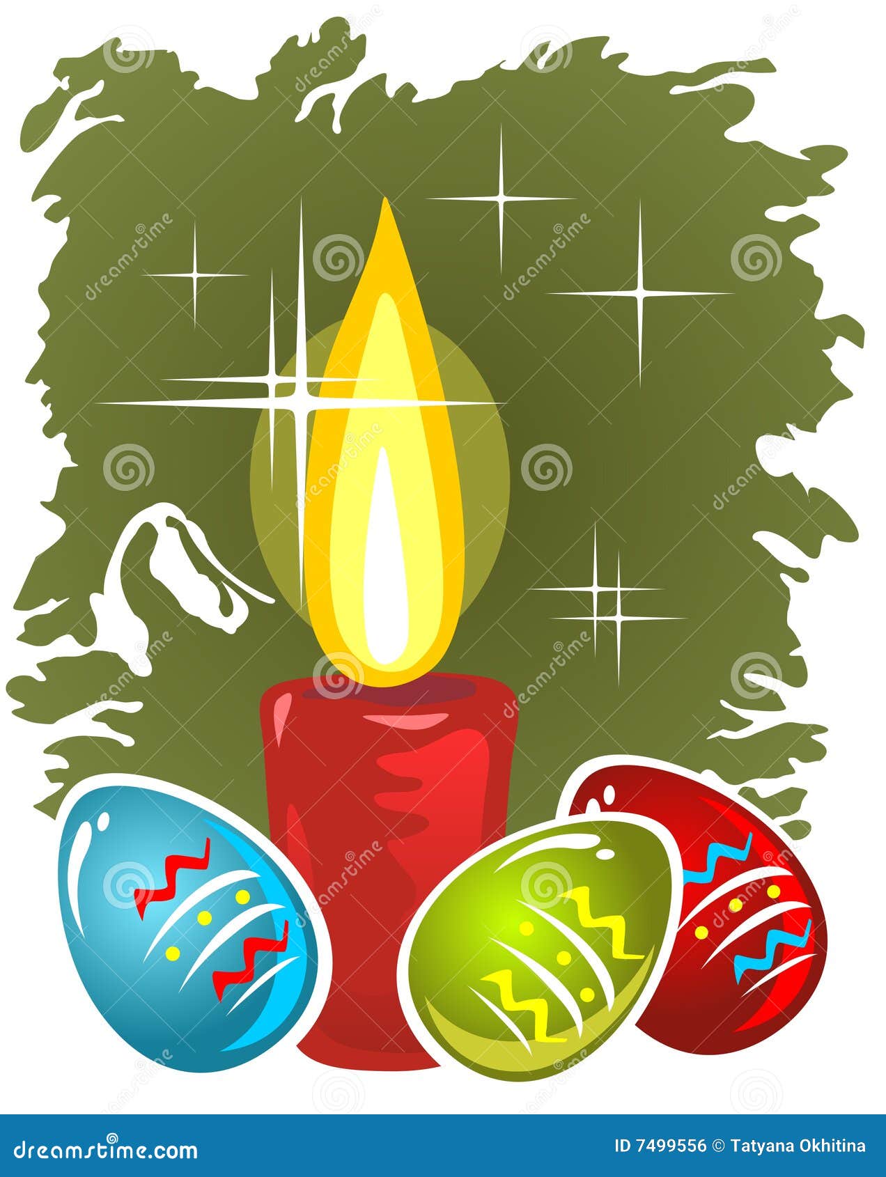 Candle and easter eggs stock vector. Illustration of decorative - 7499556