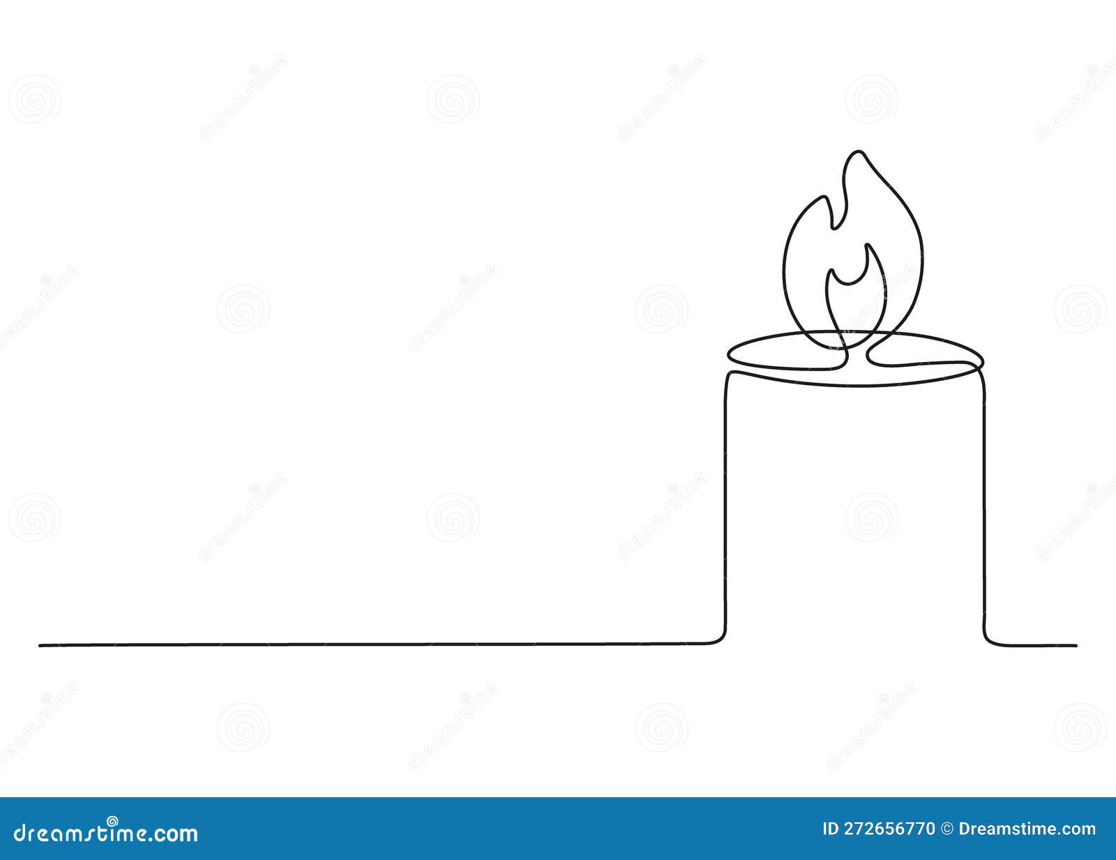 Candle Fire Continuous Single Art Line Drawing. Flame Shape ...