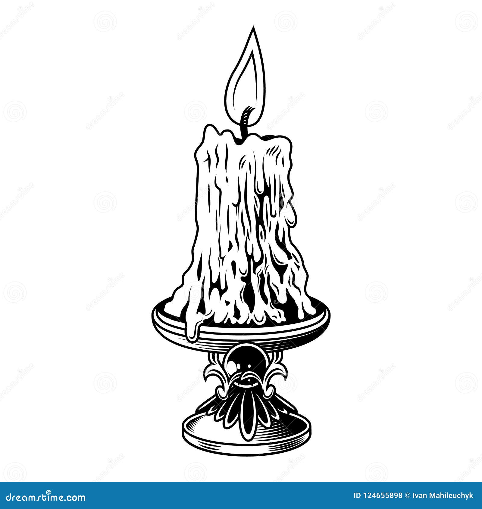Candle with flame stock vector. Illustration of background - 124655898