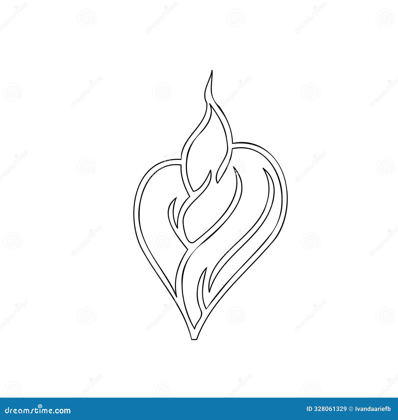 Candle Flame Fire Heart Outline Illustration Sketch Stock Vector ...