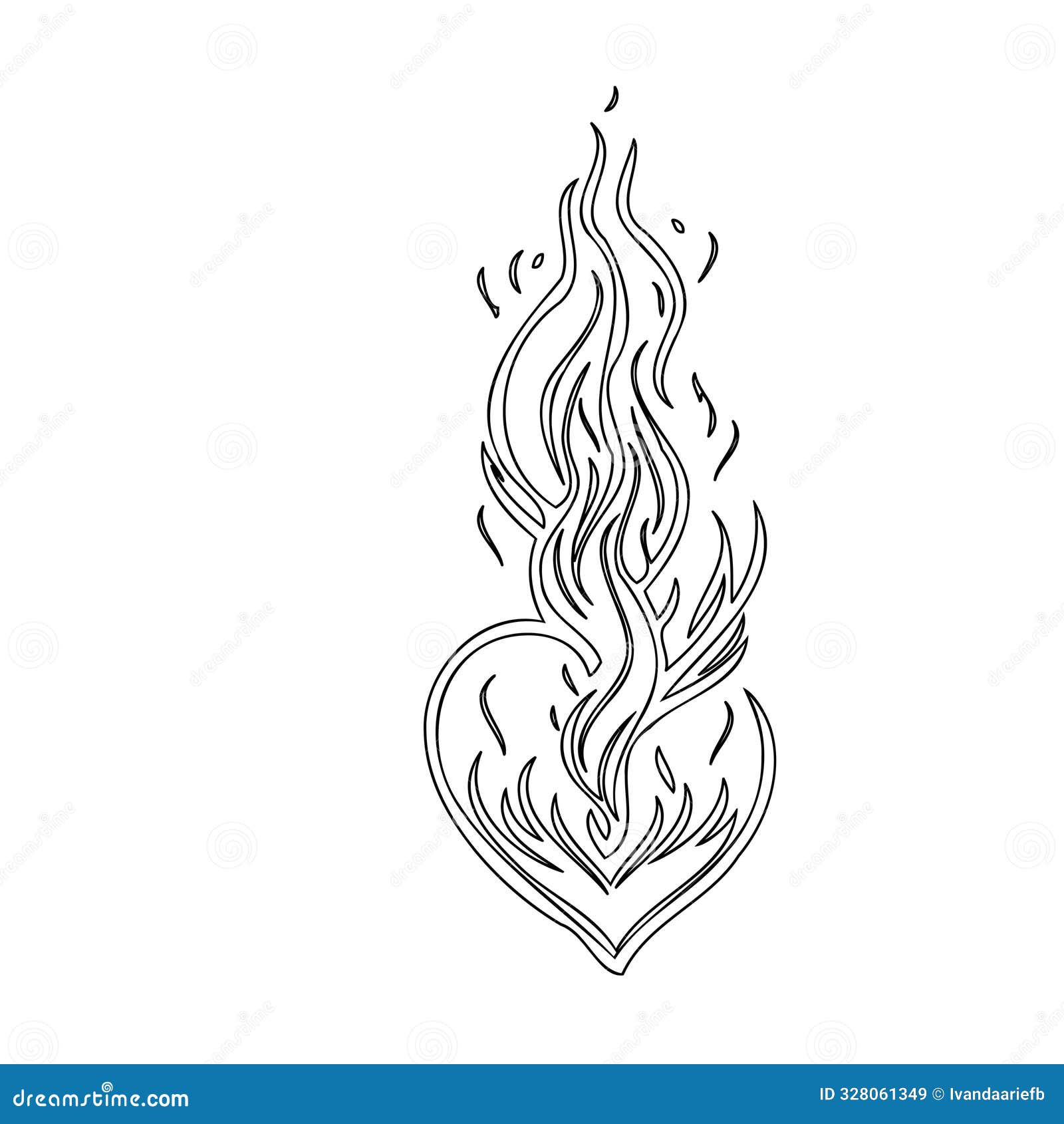 Candle Flame Fire Heart Outline Illustration Sketch Stock Vector ...