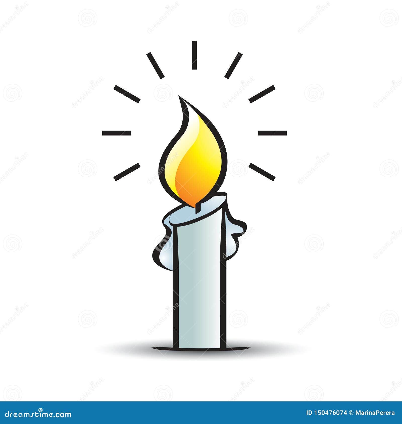 Candle with Flame and Glow on Smooth Shadow Stock Vector - Illustration ...