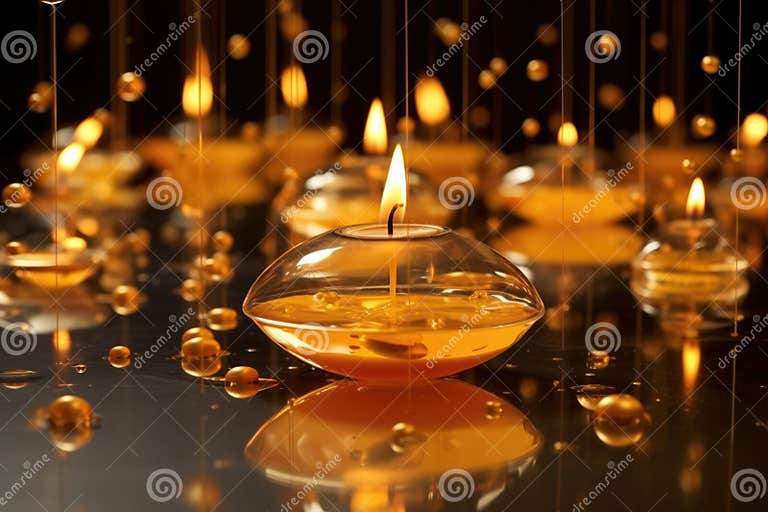 Candle Flame Illuminating Floating Objects in Zero Gravity Stock Image ...
