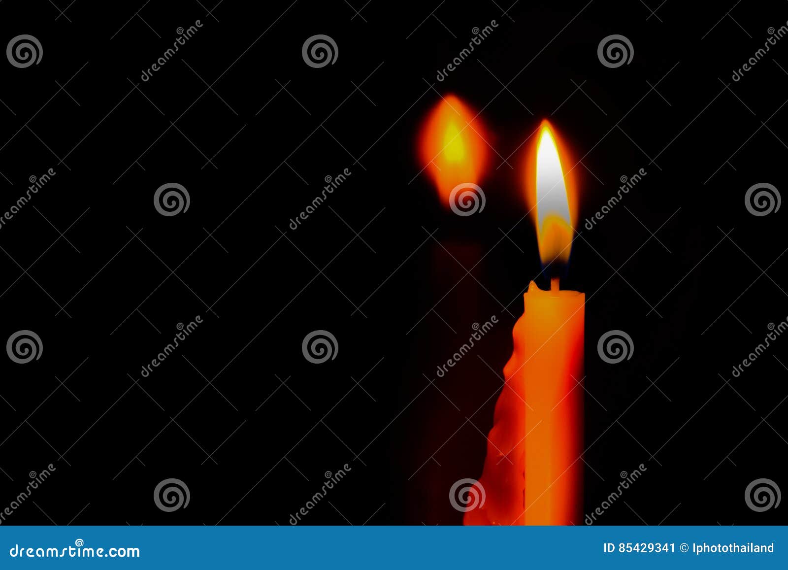 Candle Flame Light at Night and Reflection Effect of the Mirror with ...
