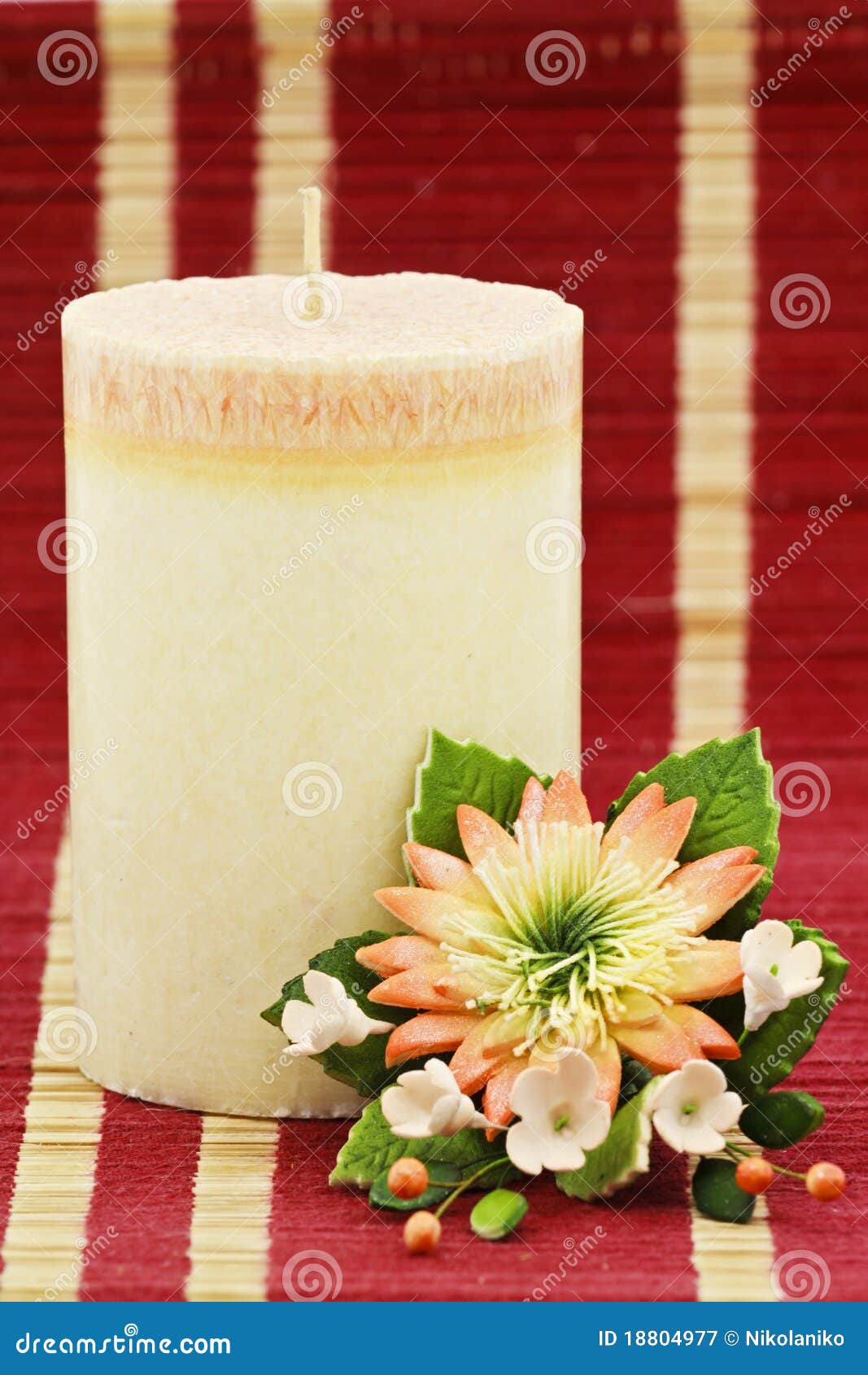 Candle and Flower Decoration Stock Image - Image of birthday, bouquet ...