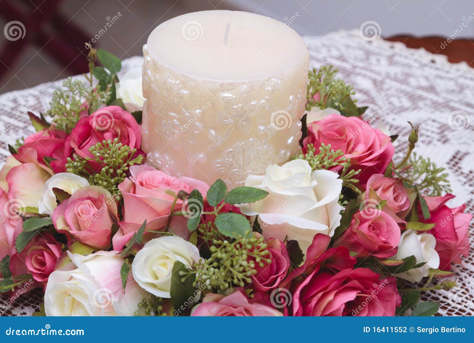 Candle with flowers stock photo. Image of blooming, nature - 16411552