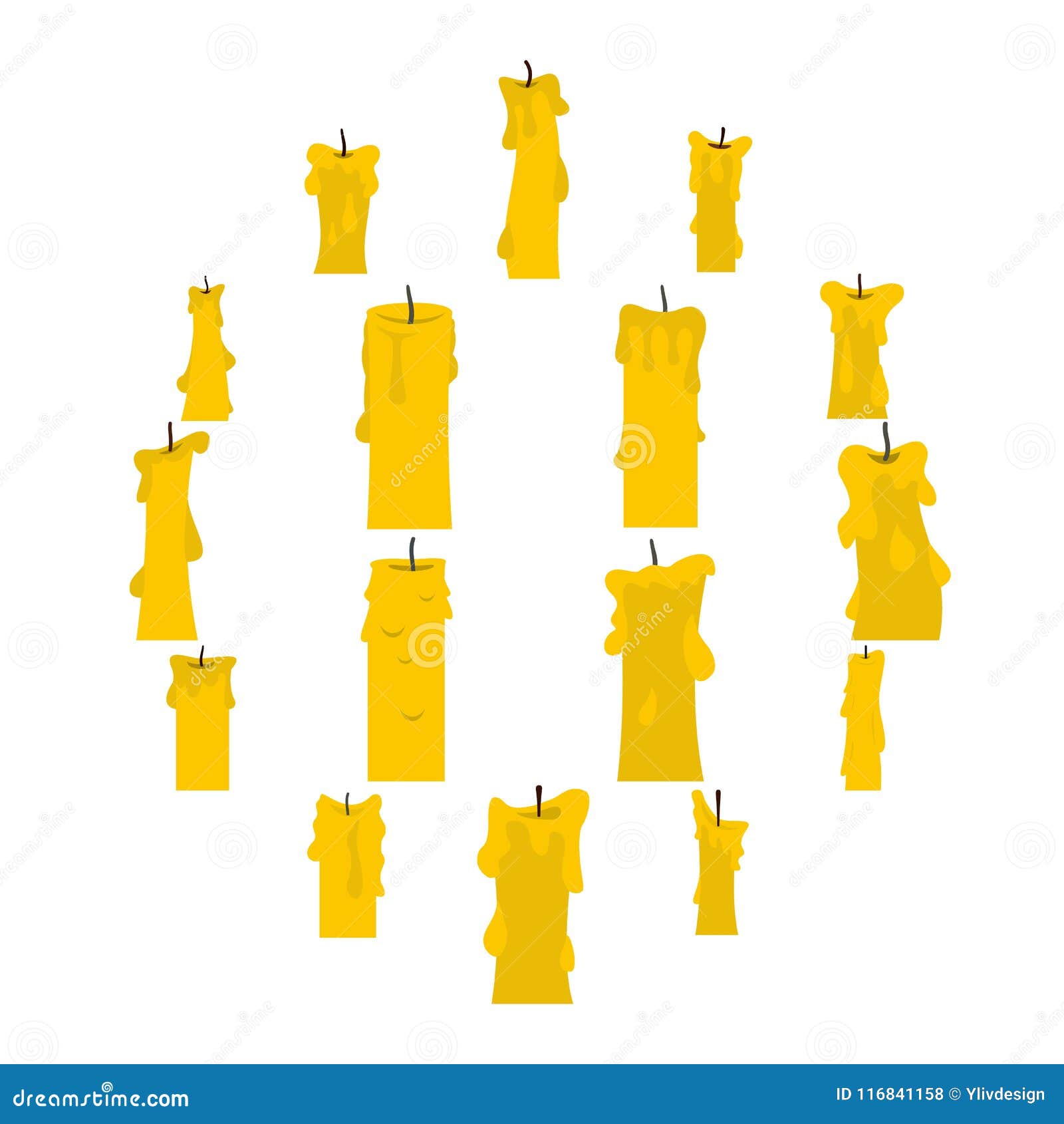 Candle Forms Icons Set in Flat Style Stock Vector - Illustration of ...