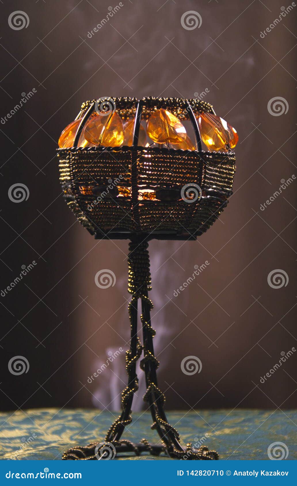 Candle holder in smoke stock photo. Image of darkness - 142820710