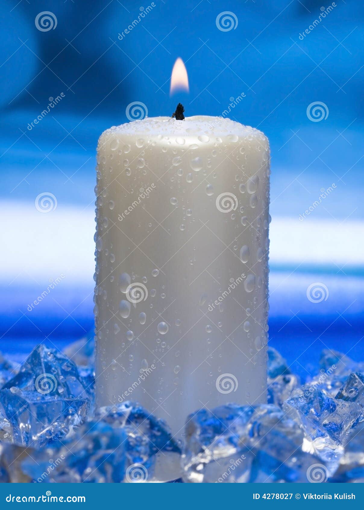 Candle with ice on blue stock image. Image of bathe, cosmetic - 4278027