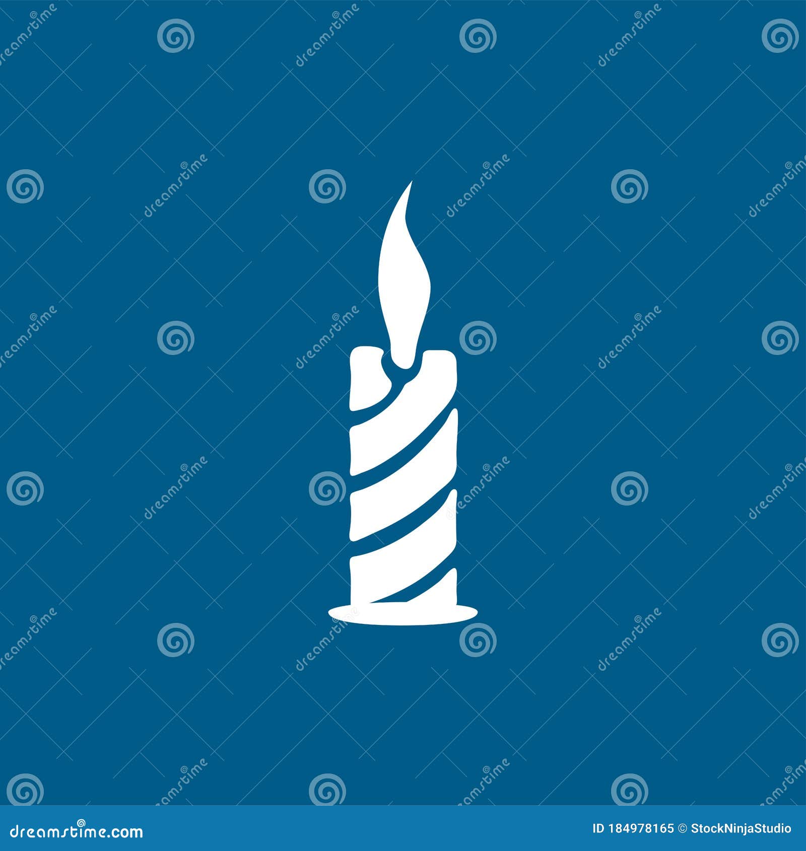 Candle Icon on Blue Background. Blue Flat Style Vector Illustration ...