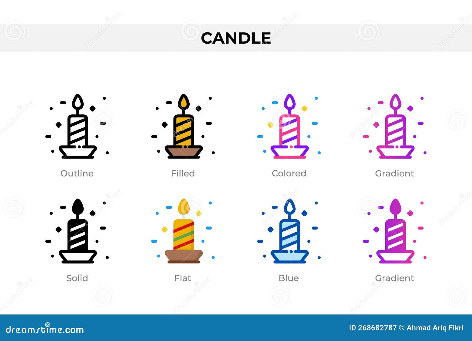 Candle Icons in Different Style. Candle Icons Set. Holiday Symbol ...