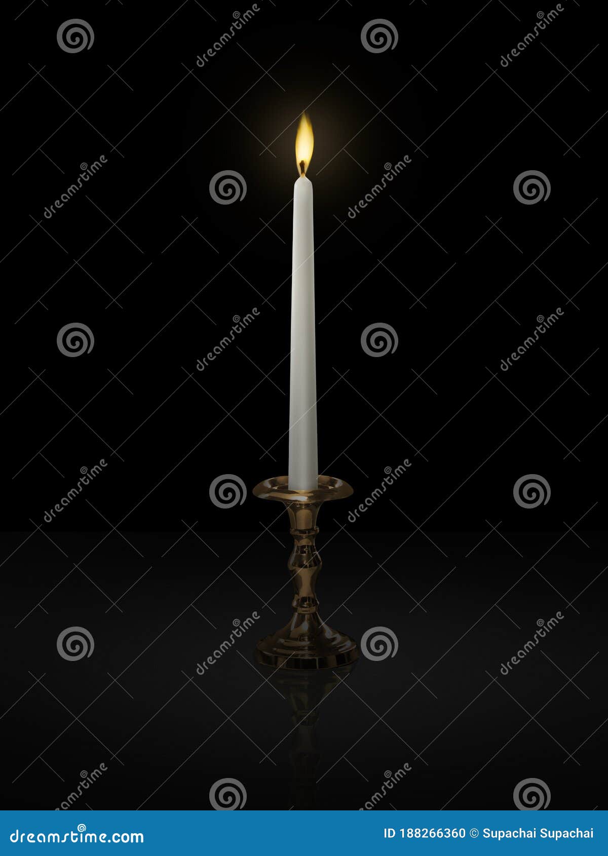 Candle Light on a Candlestick on a Black Background Stock Photo - Image ...