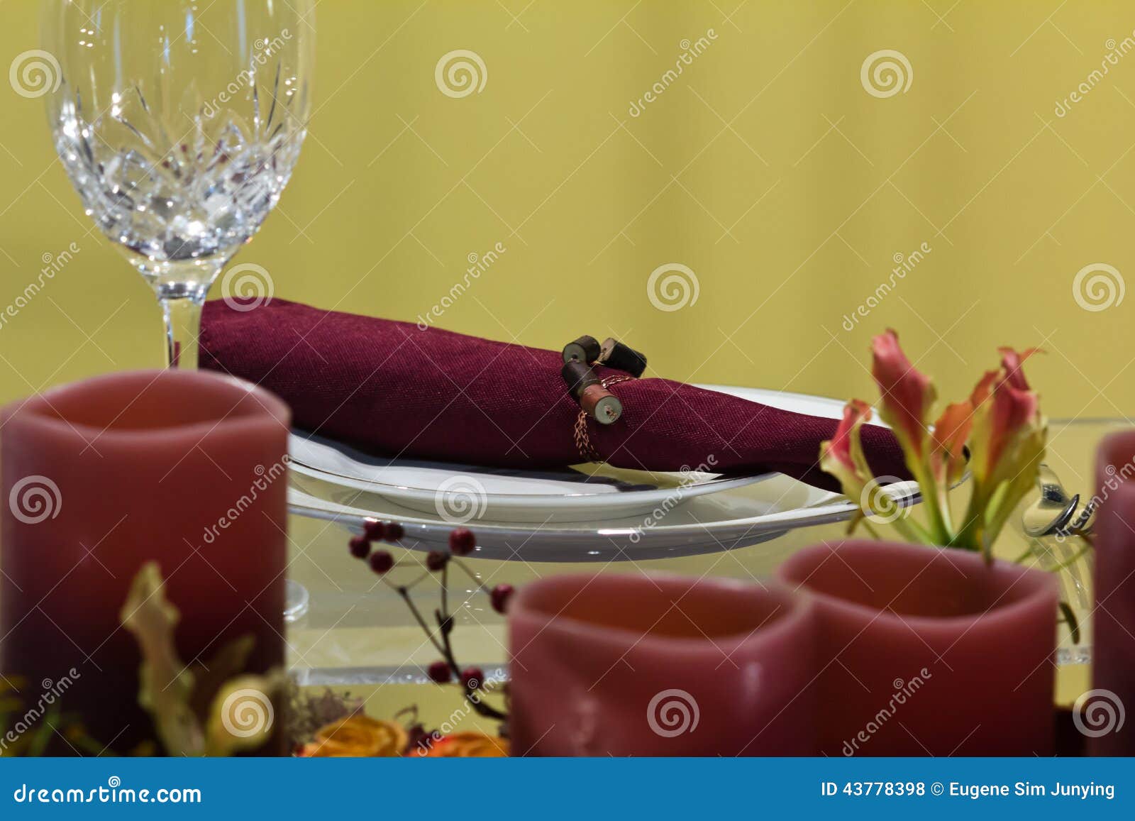 Candle Light Dinner Table Setting Stock Photo - Image of setting, knife ...