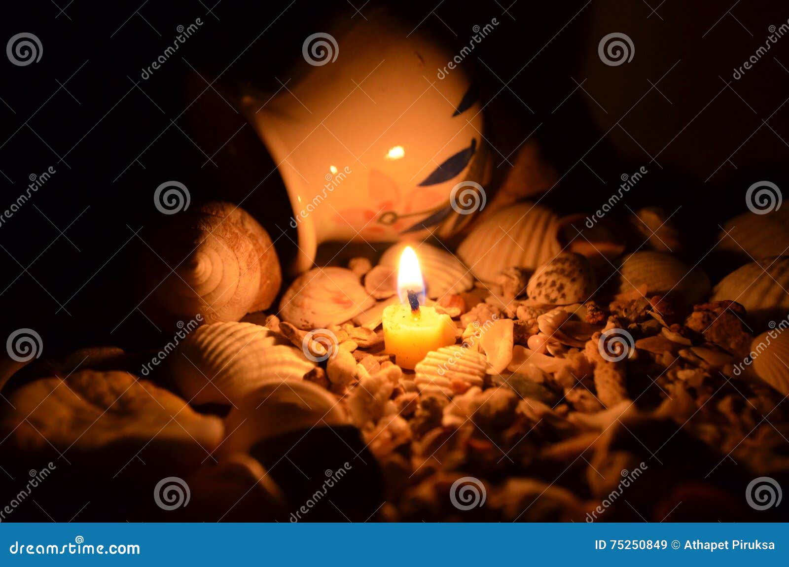 Candle Light in the Shell Tomb Stock Image - Image of peace, scene ...