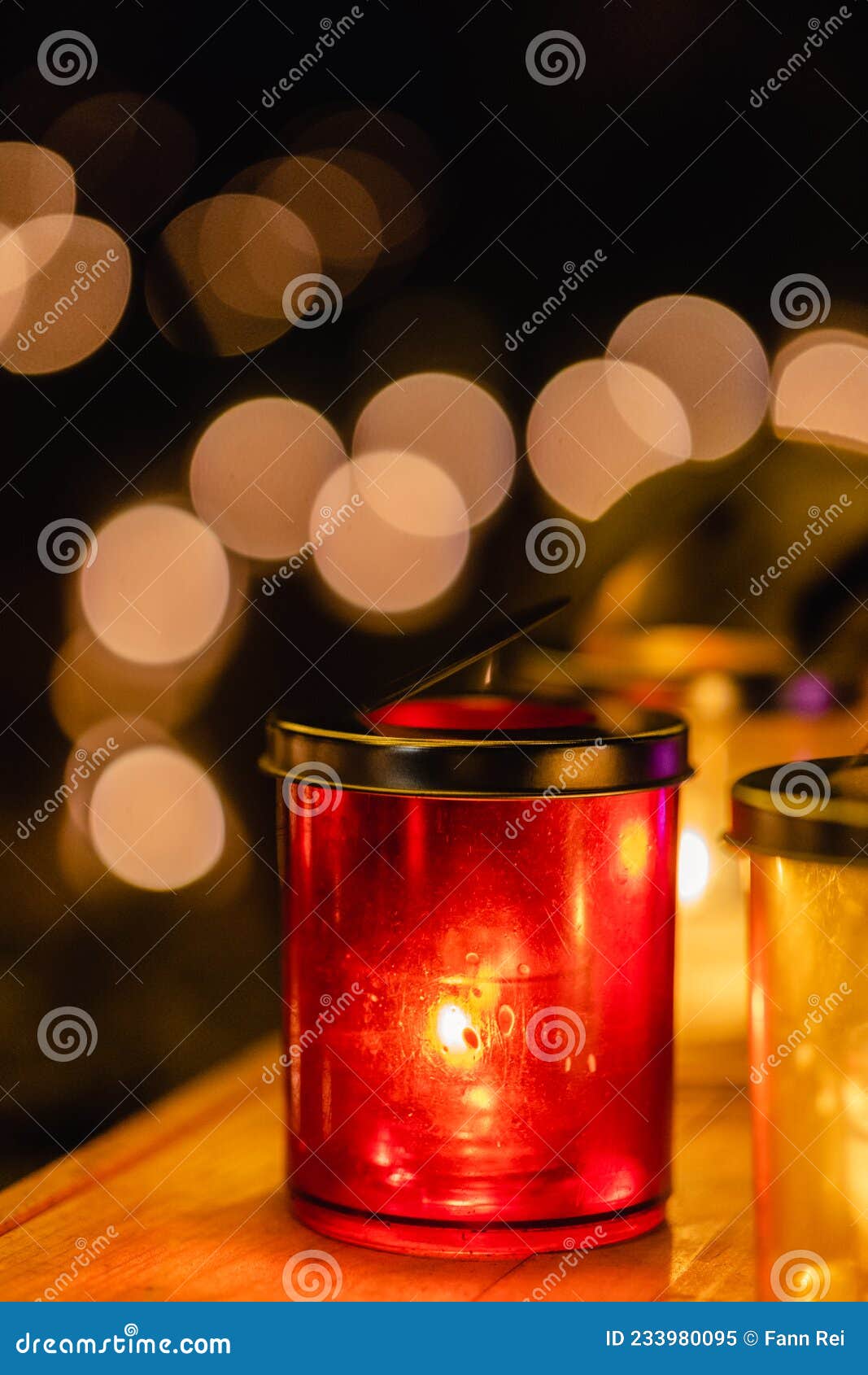 Candle light up stock image. Image of glass, night, prayer - 233980095