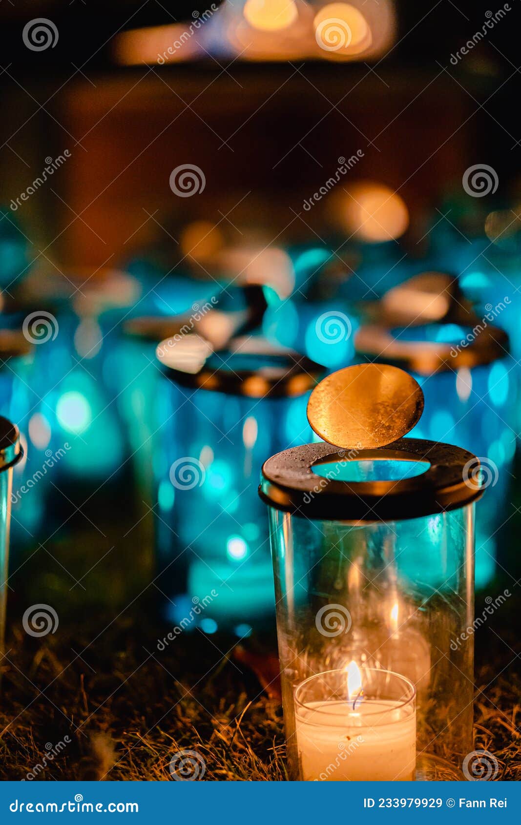 Candle light up stock image. Image of closeup, glass - 233979929
