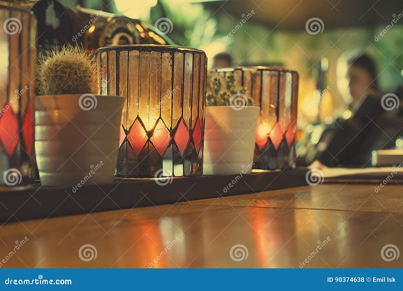 Candle Lights in Bar, Cozy Interior Stock Photo - Image of lifestyle ...