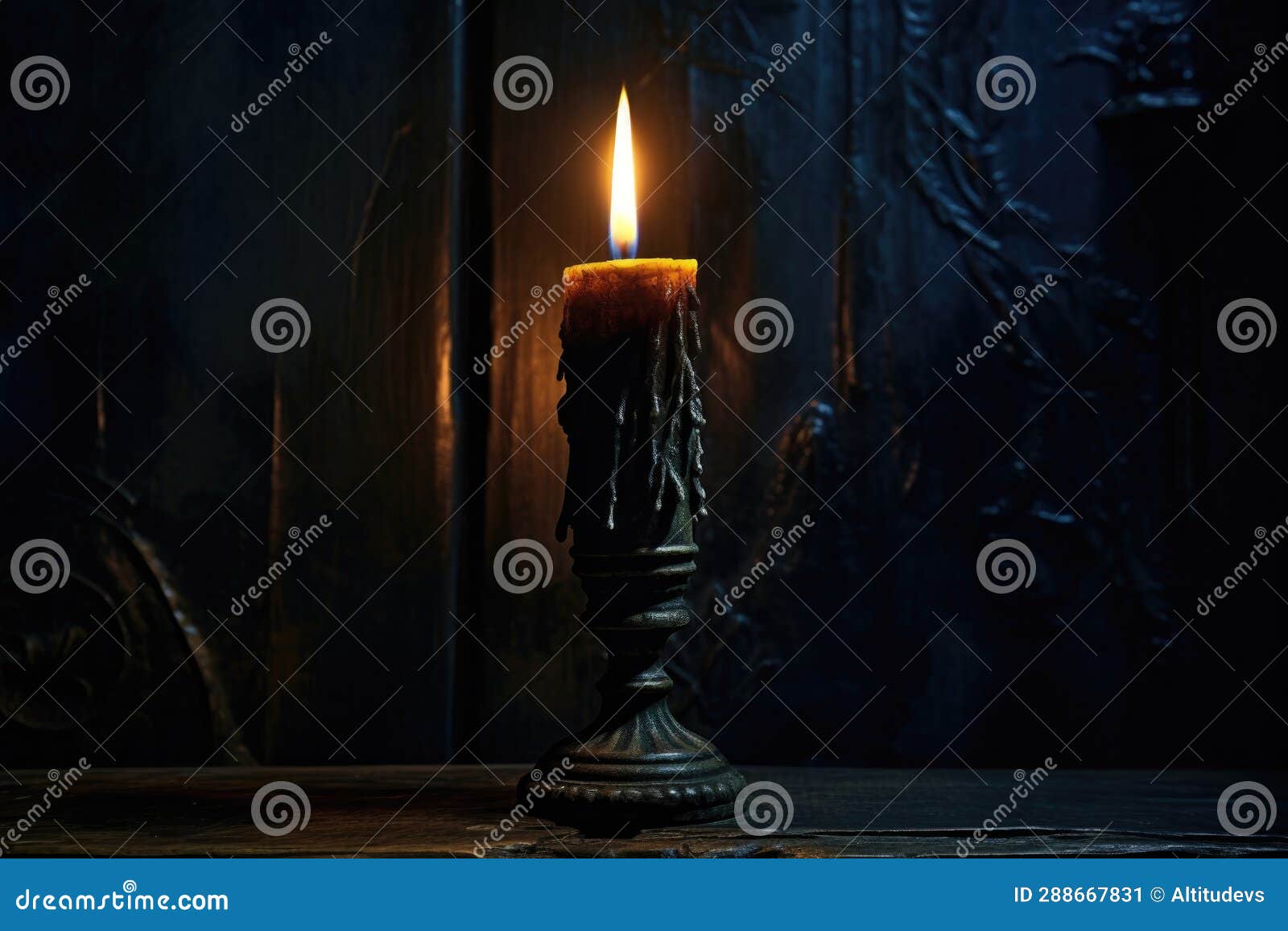 Candle Lit in a Dark Room Casting Eerie Shadows Stock Image - Image of ...