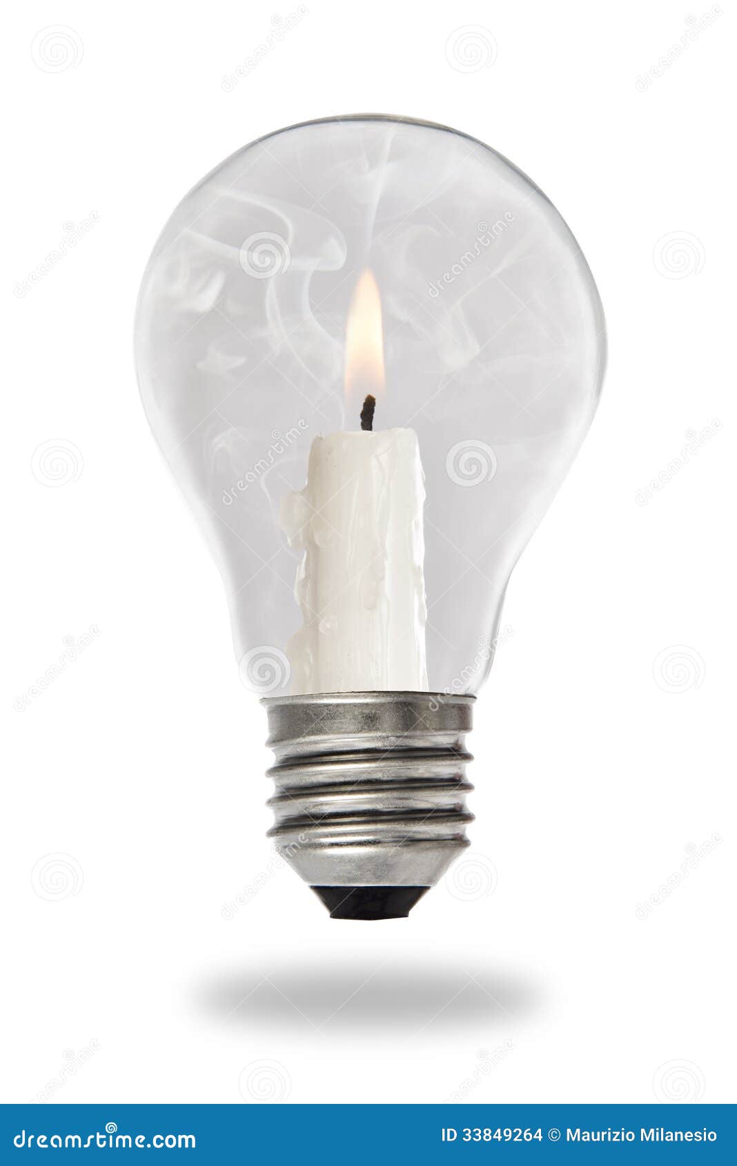 Candle Lit Steaming Inside a Light Bulb Stock Photo - Image of burning ...
