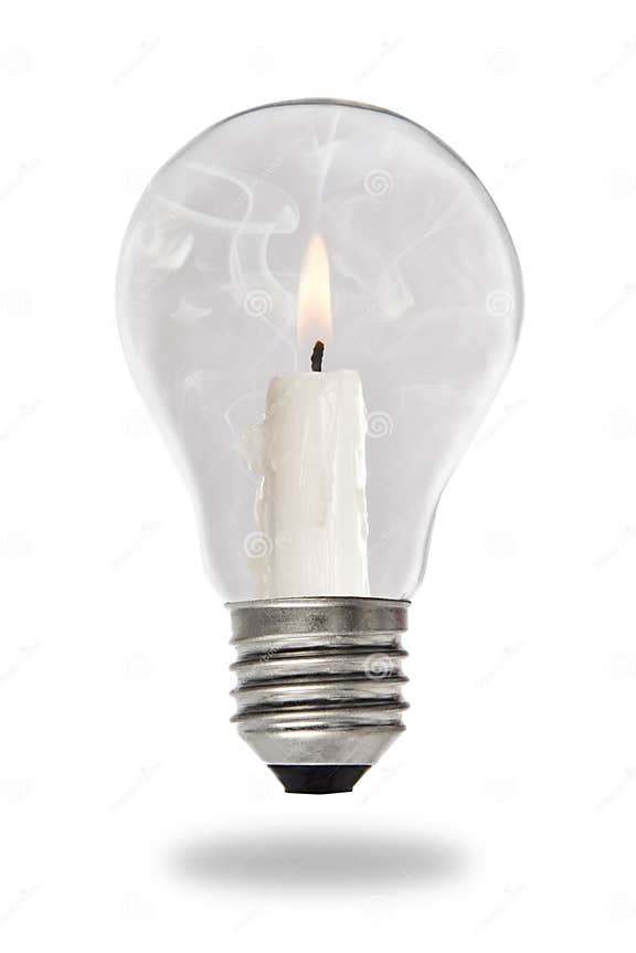 Candle Lit Steaming Inside a Light Bulb Stock Photo - Image of burning ...