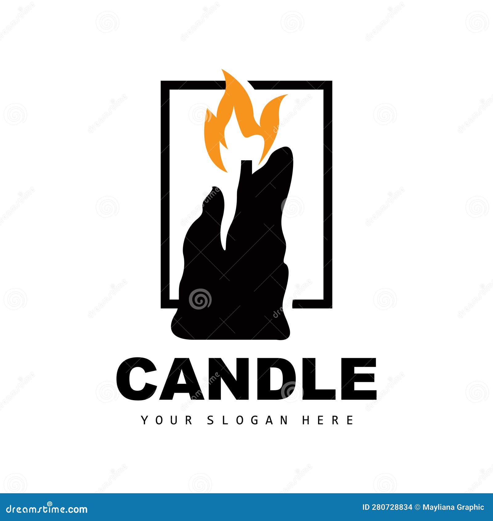 Candle Logo, Elegant Romantic Candle Light Dinner Flame Light Design ...