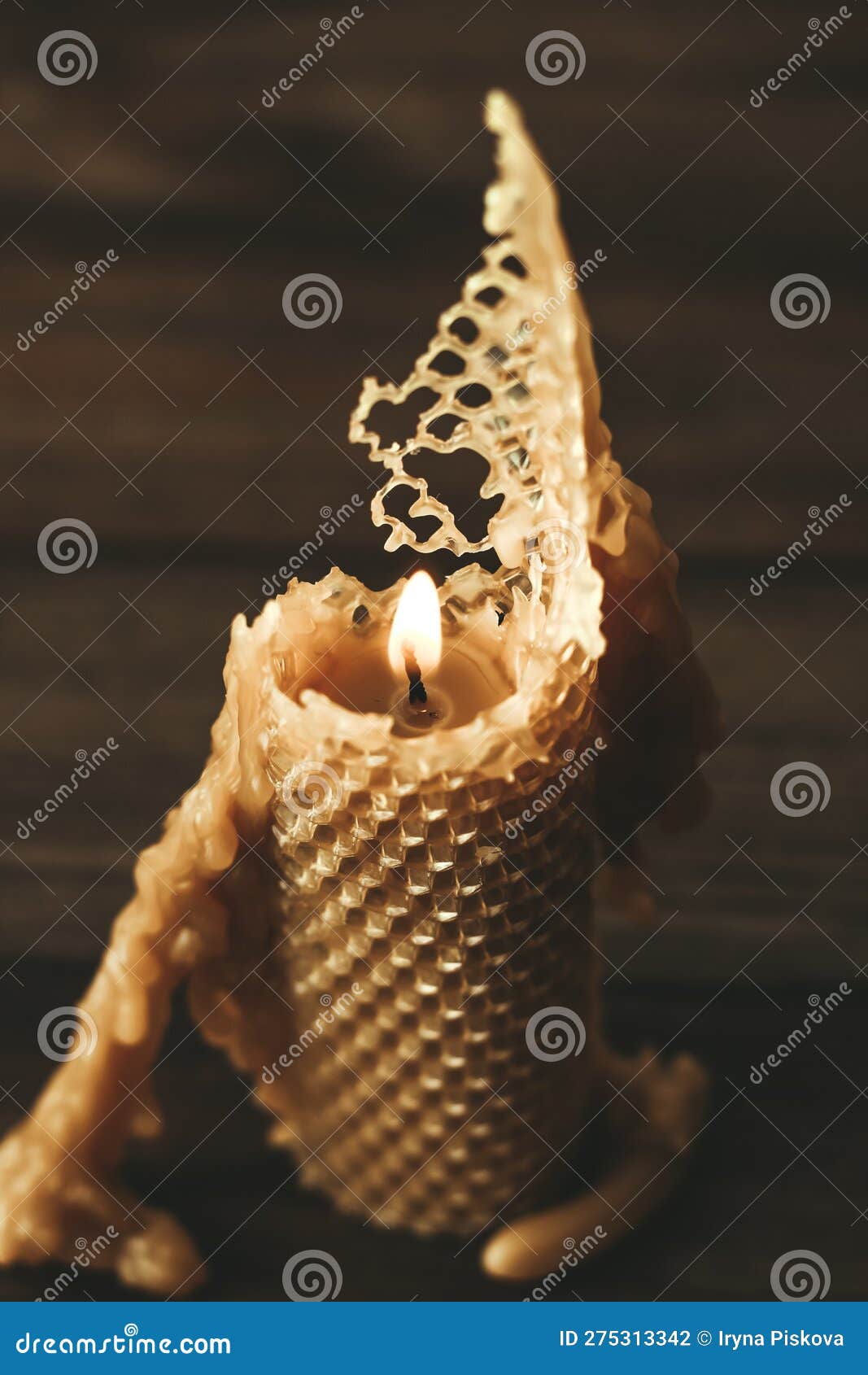 A Candle Made of Natural Wax is Half Burnt. Stock Photo - Image of ...