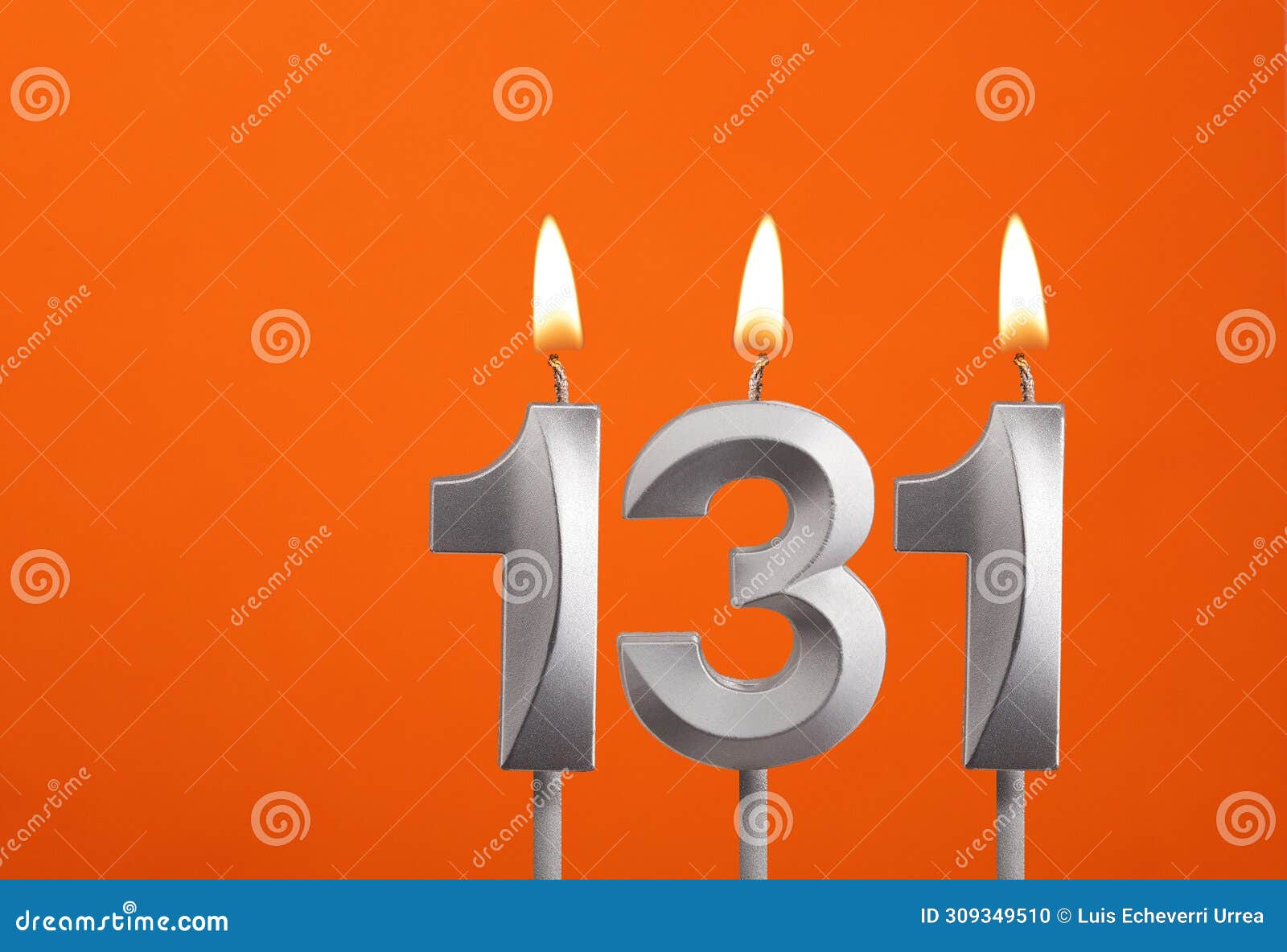 Candle Number 131 - Birthday in Orange Background Stock Photo - Image ...