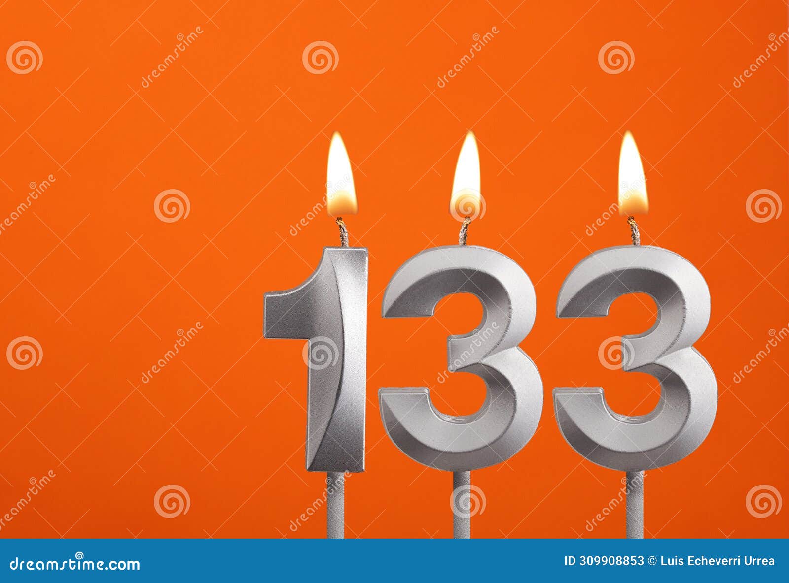 Candle Number 133 - Birthday in Orange Background Stock Image - Image ...